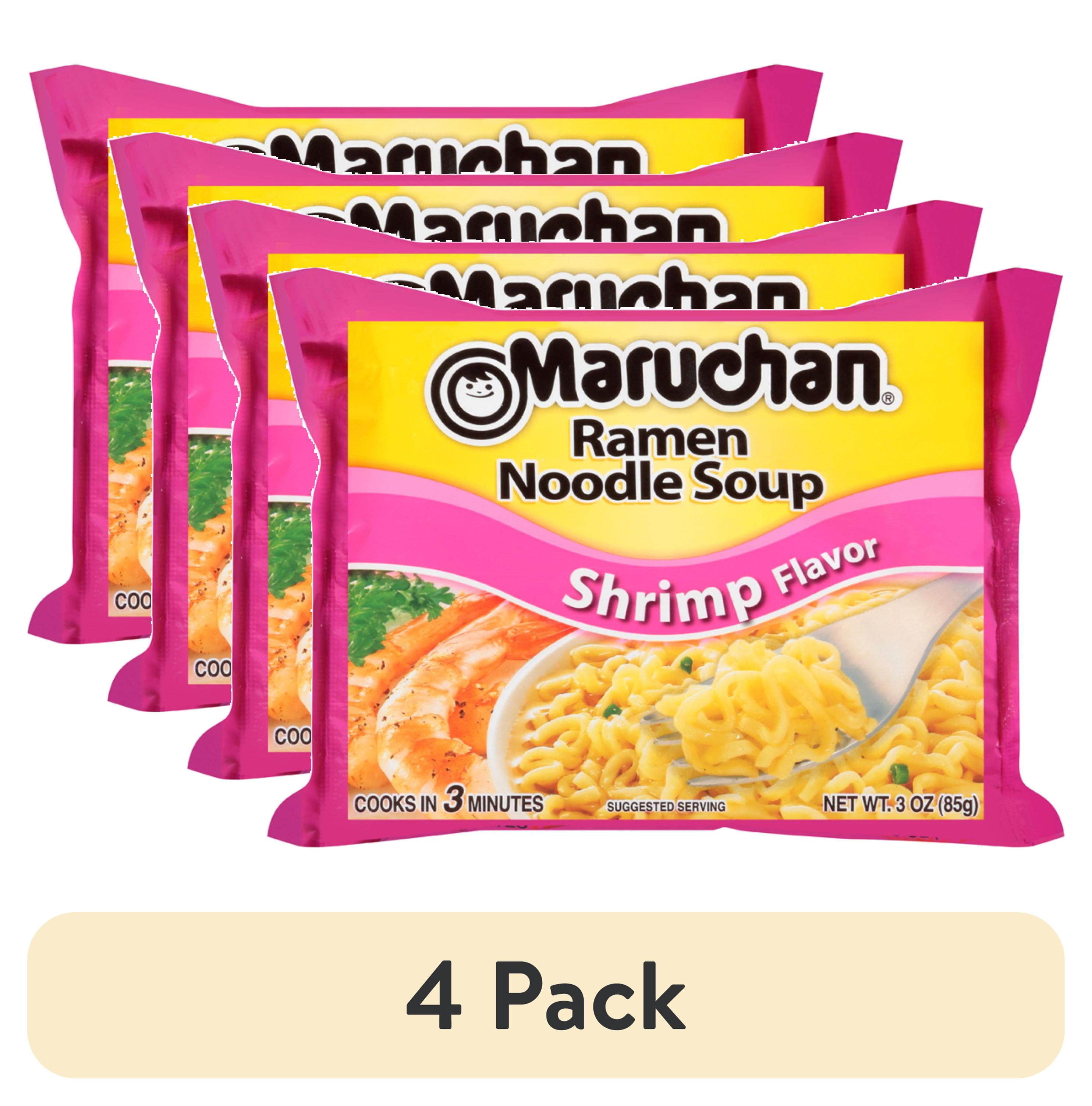 (4 pack) Maruchan Ramen Noodle Shrimp Flavor Soup, 3 oz Shelf Stable ...