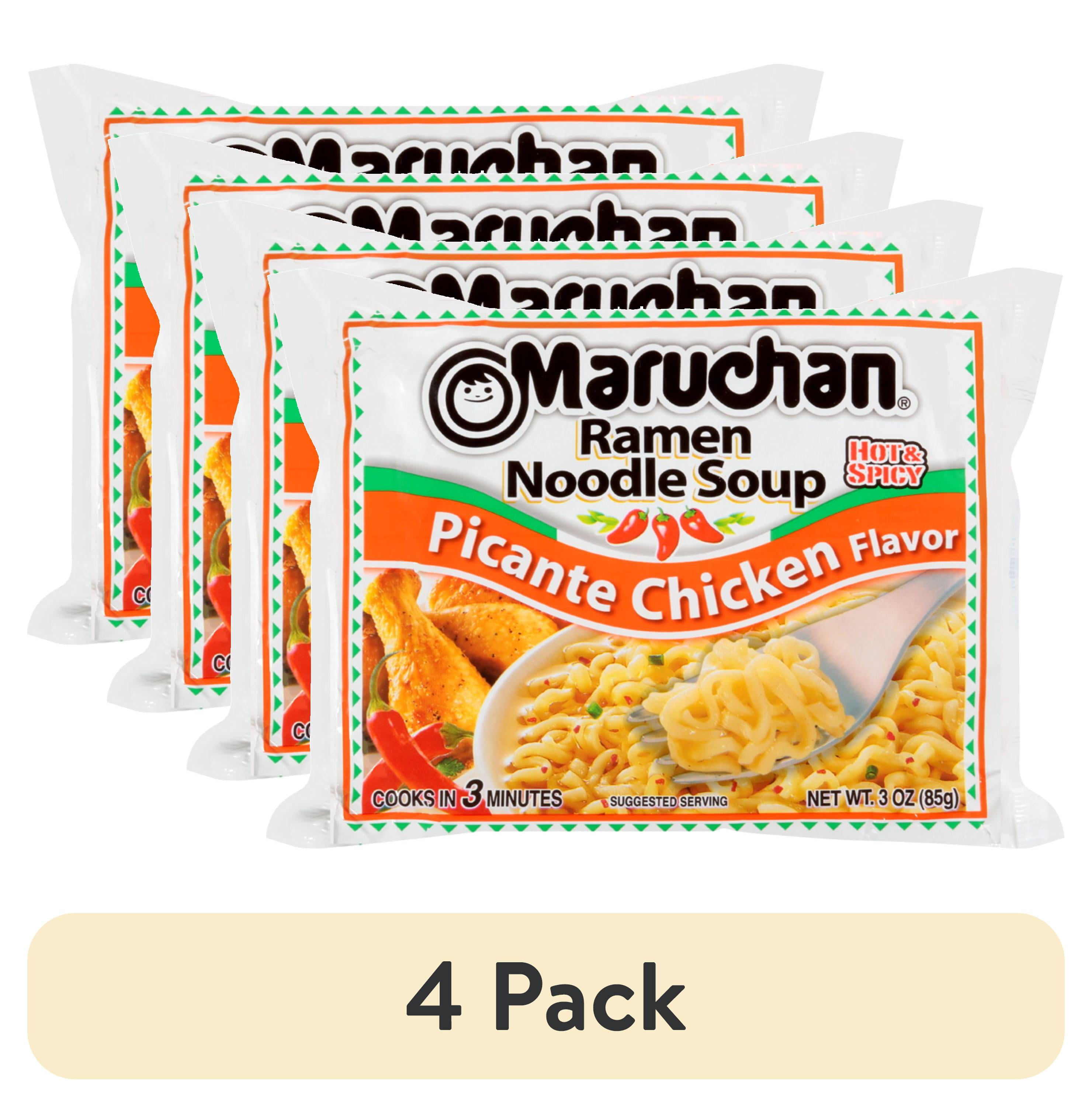 (4 pack) Maruchan Ramen Noodle Soup Picante Chicken Flavor, 3 oz Shelf ...