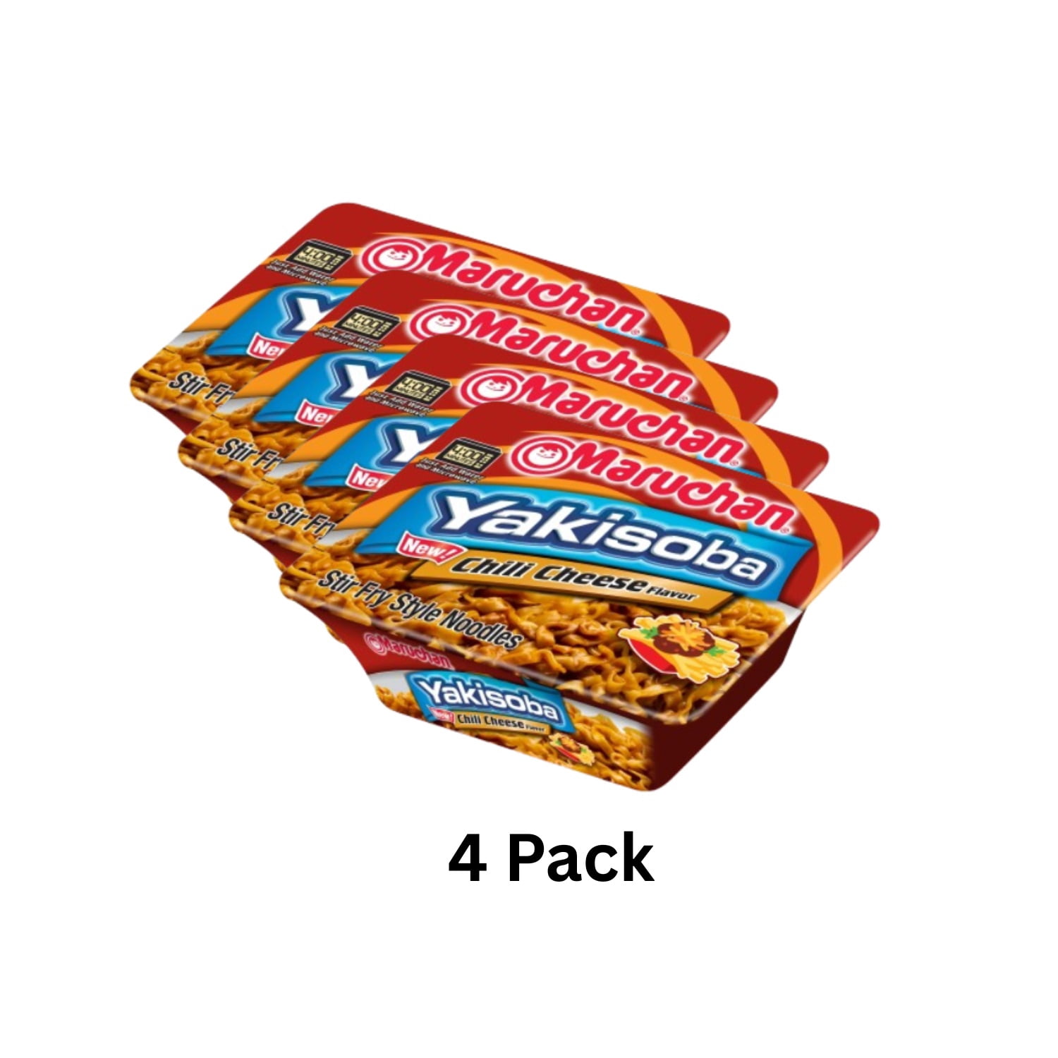 (4 pack) Maruchan Yakisoba Chili Cheese Flavor Noodles, 3.86 oz Shelf ...