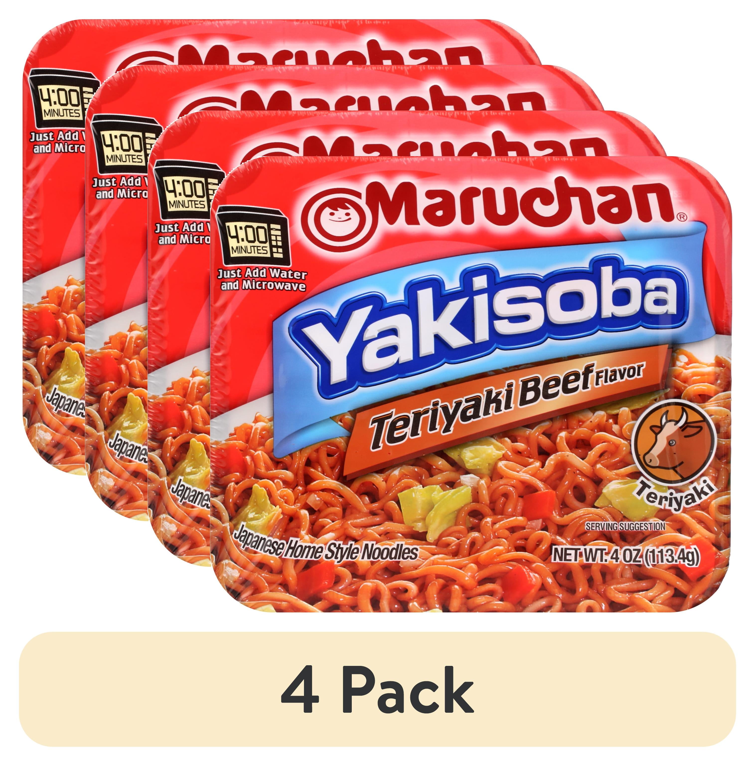 (4 pack) Maruchan Yakisoba Teriyaki Beef Flavor Noodles, 4 oz Shelf ...