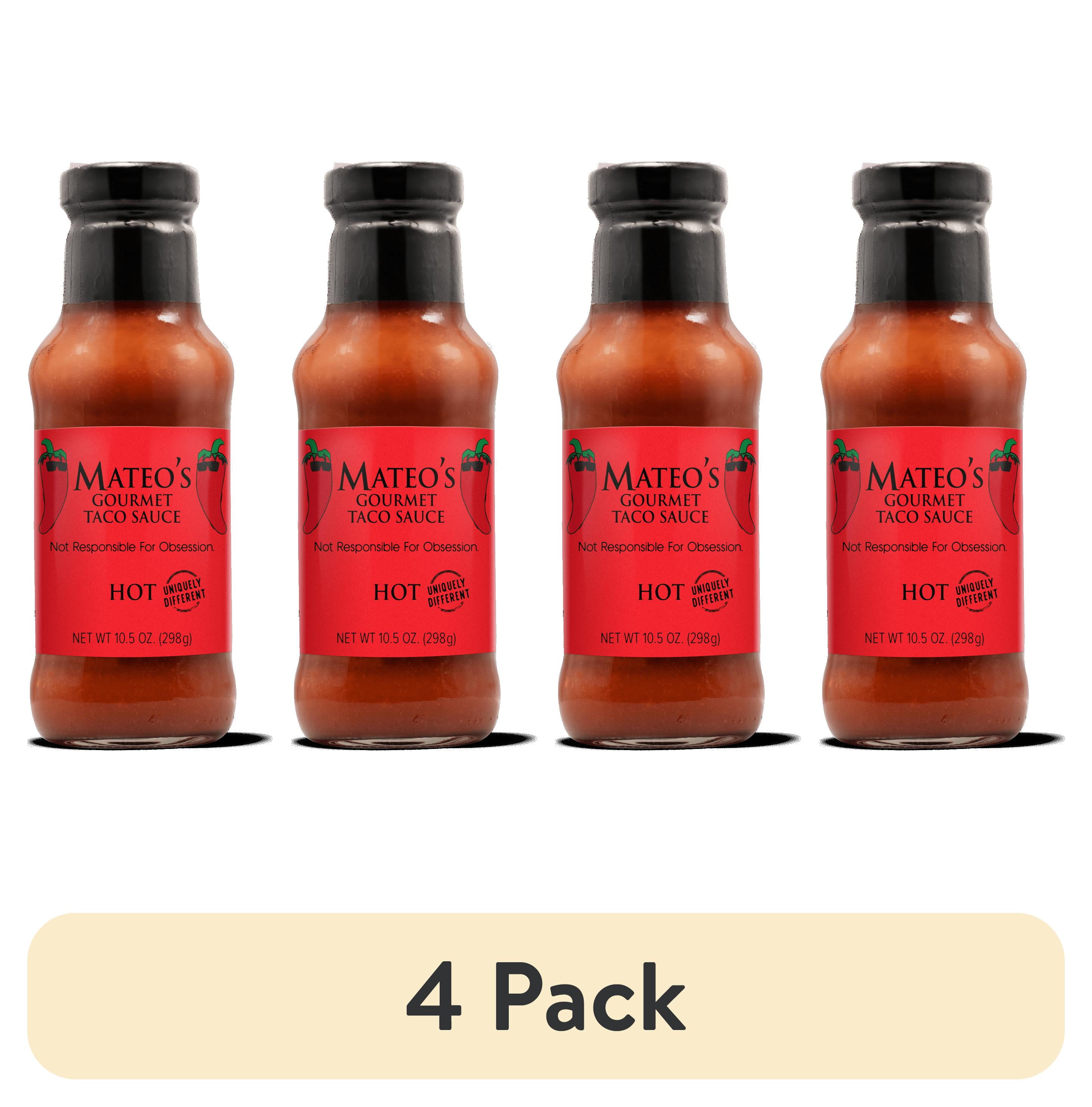 (4 pack) Mateo's Gourmet All Natural Hot Taco Sauce, 10.5oz Bottle ...
