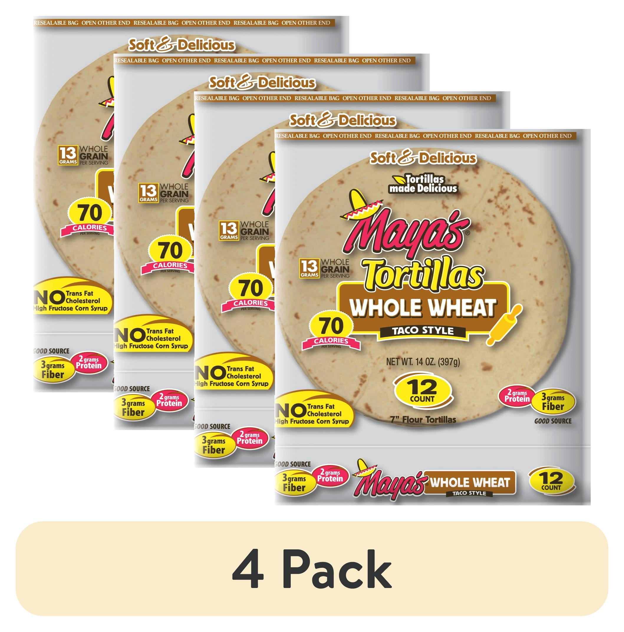 (4 pack) Maya's Taco Style Whole Wheat Tortillas 12 ea - Walmart.com