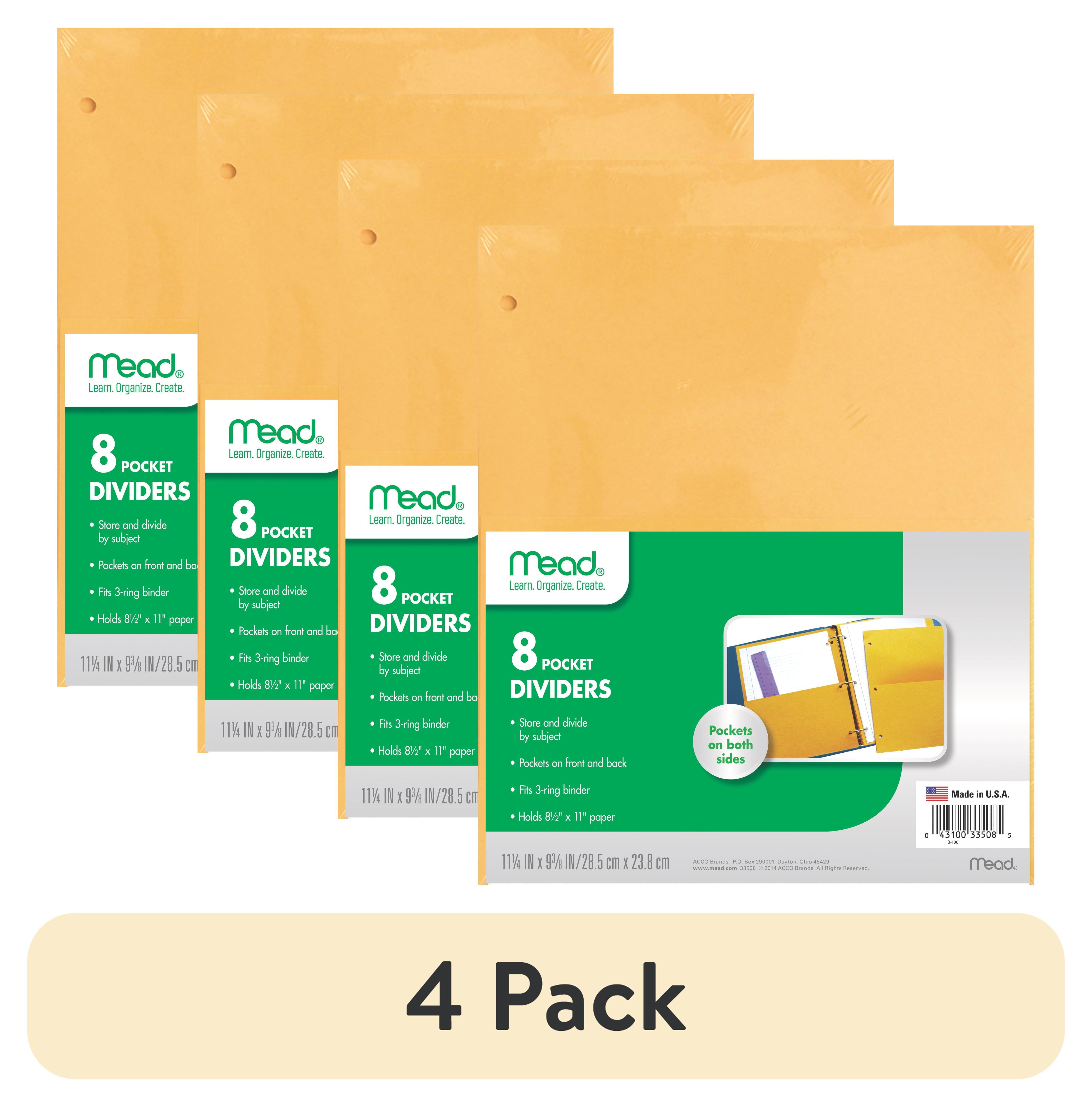 (4 pack) Mead Add-a-Pocket Binder Dividers, Kraft, 8 Pack (33508 ...
