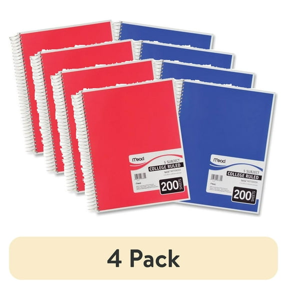 (4 pack) Mead Spiral Notebook, 5 Subject, College Ruled, 200 Sheets ...
