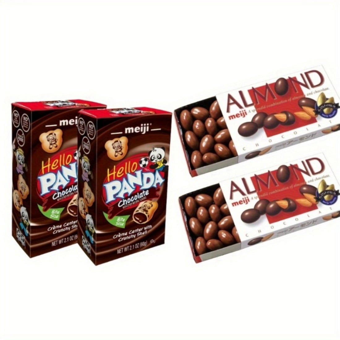 4 pack Meiji Chocolate, 2 pack of Hellp Panda Chocolate flavor 2.1 oz ...
