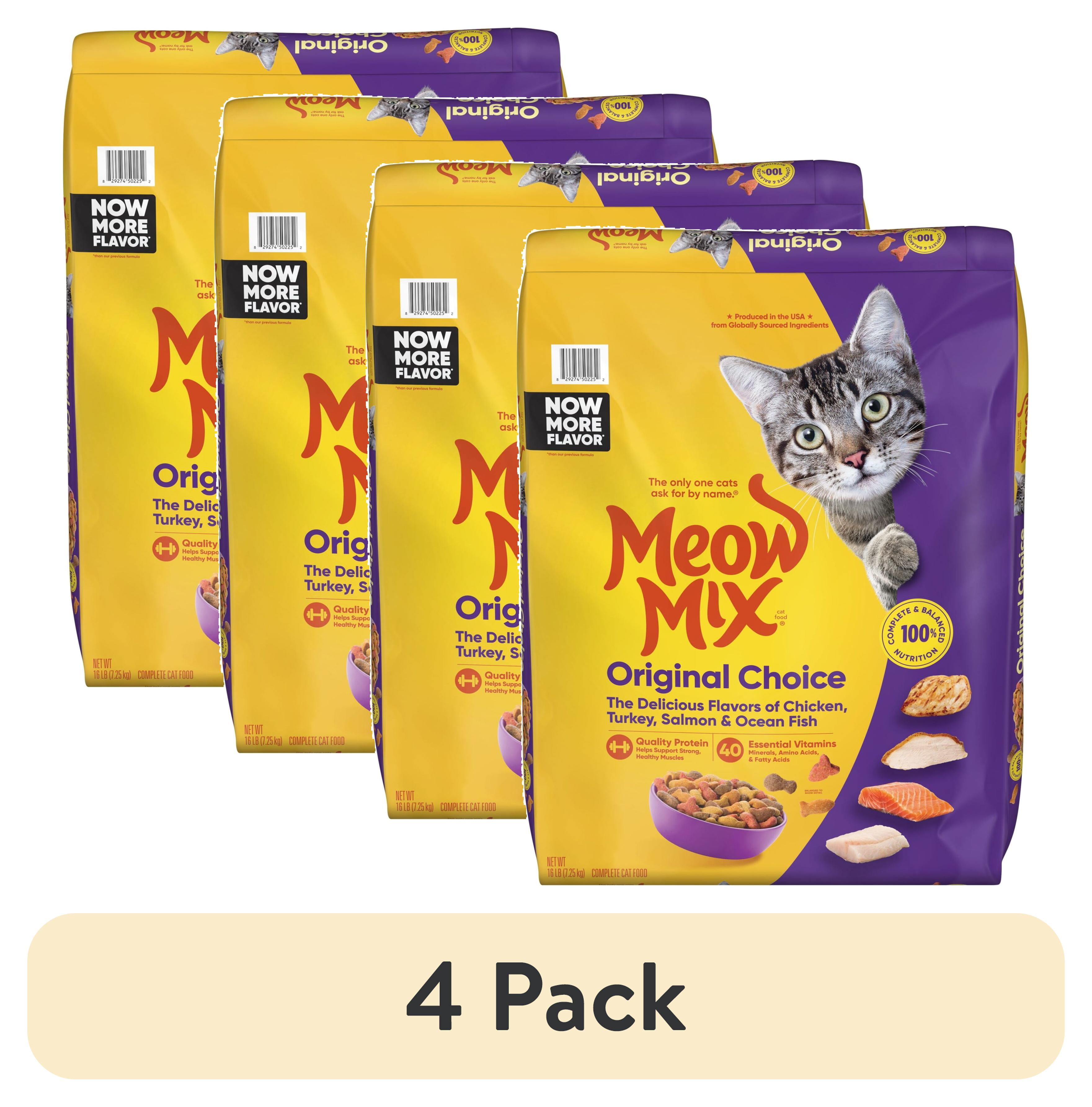 (4 pack) Meow Mix Original Choice Dry Cat Food, 16 lb. Bag - Walmart.com