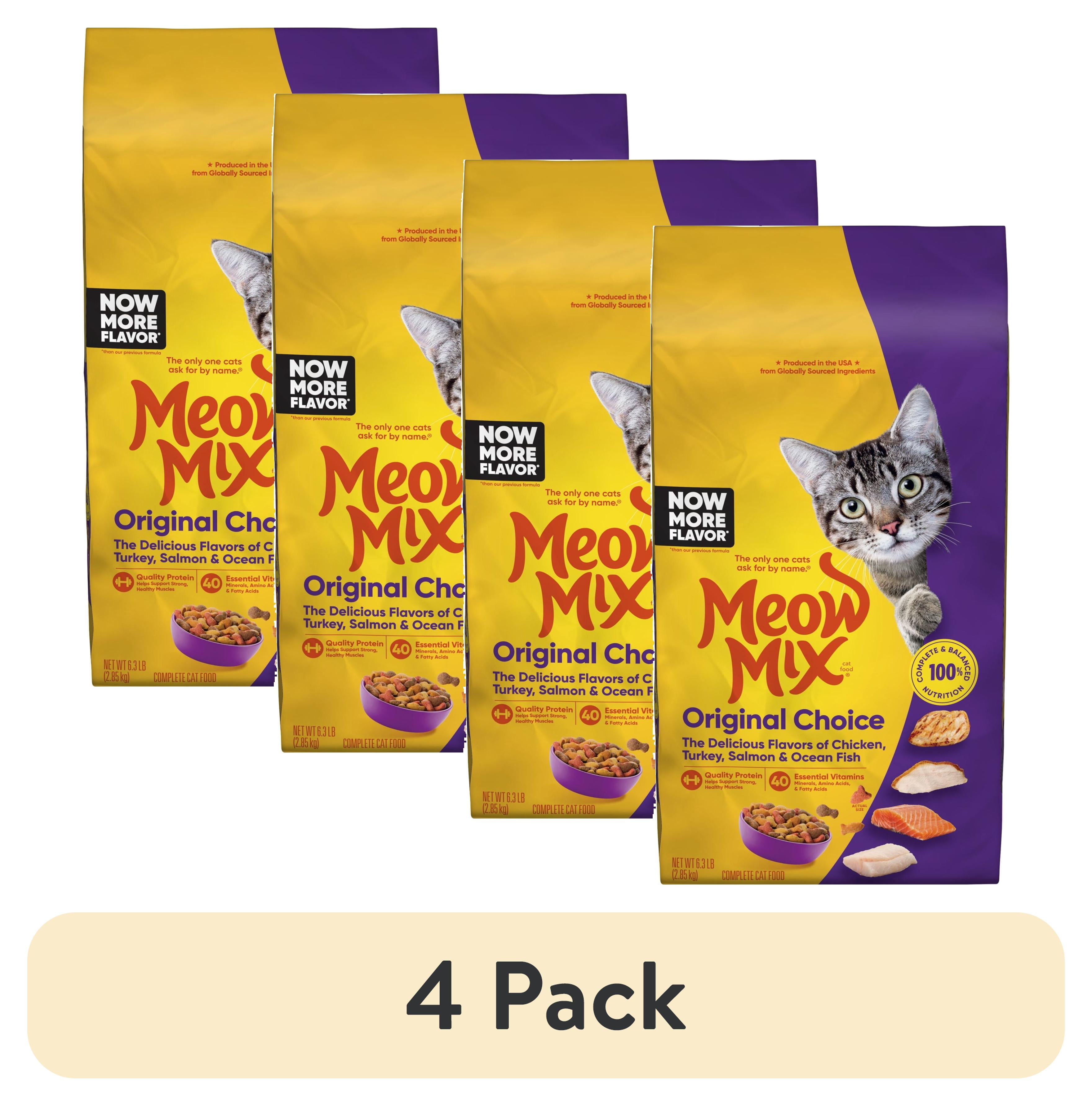 (4 pack) Meow Mix Original Choice Dry Cat Food, 6.3 lb Bag - Walmart.com