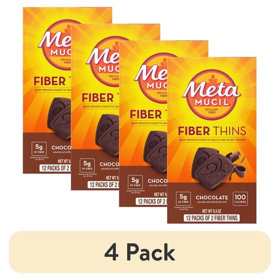 (4 pack) Metamucil Fiber Supplement Chewable Thins, Fiber Powder Food ...
