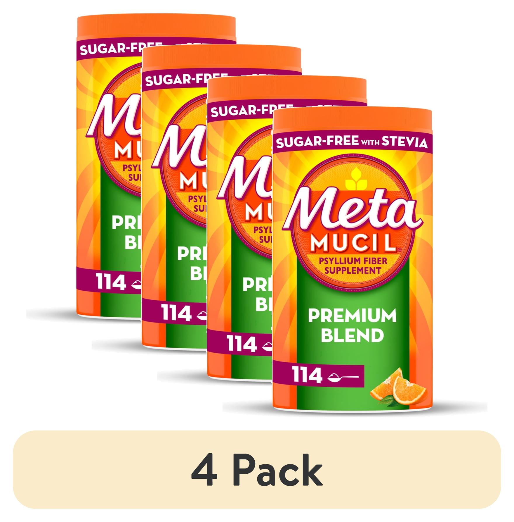 (4 pack) Metamucil Fiber Supplement, Fiber Powder with Stevia for ...