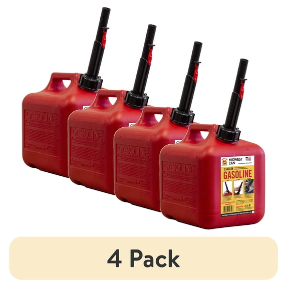 (4 pack) Midwest Can Auto Shut off Gasoline Can, 2 Gallon, 8 oz ...