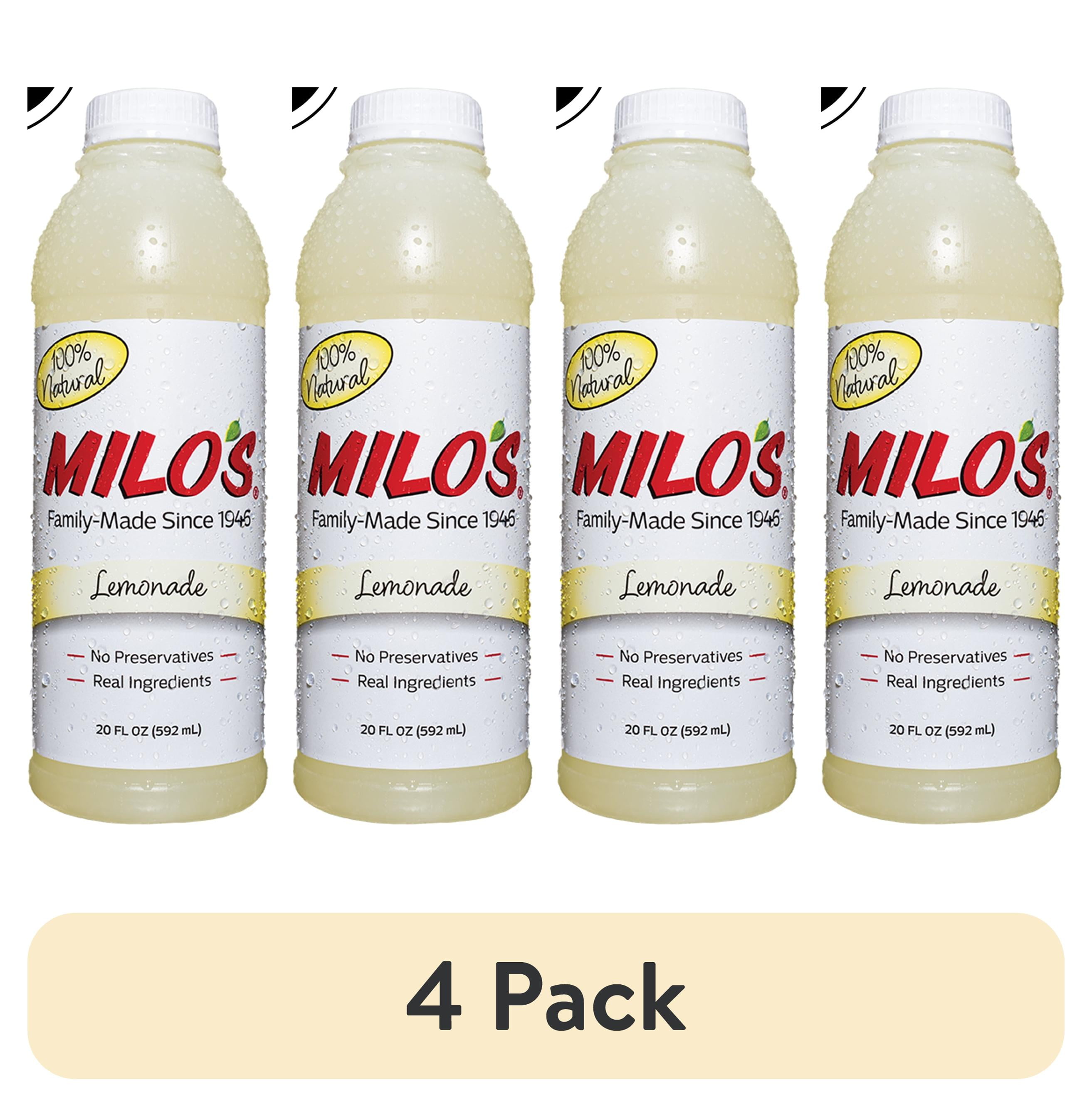 (4 pack) Milo's Lemonade Juice Drink, 100% Natural, 20 fl oz ...