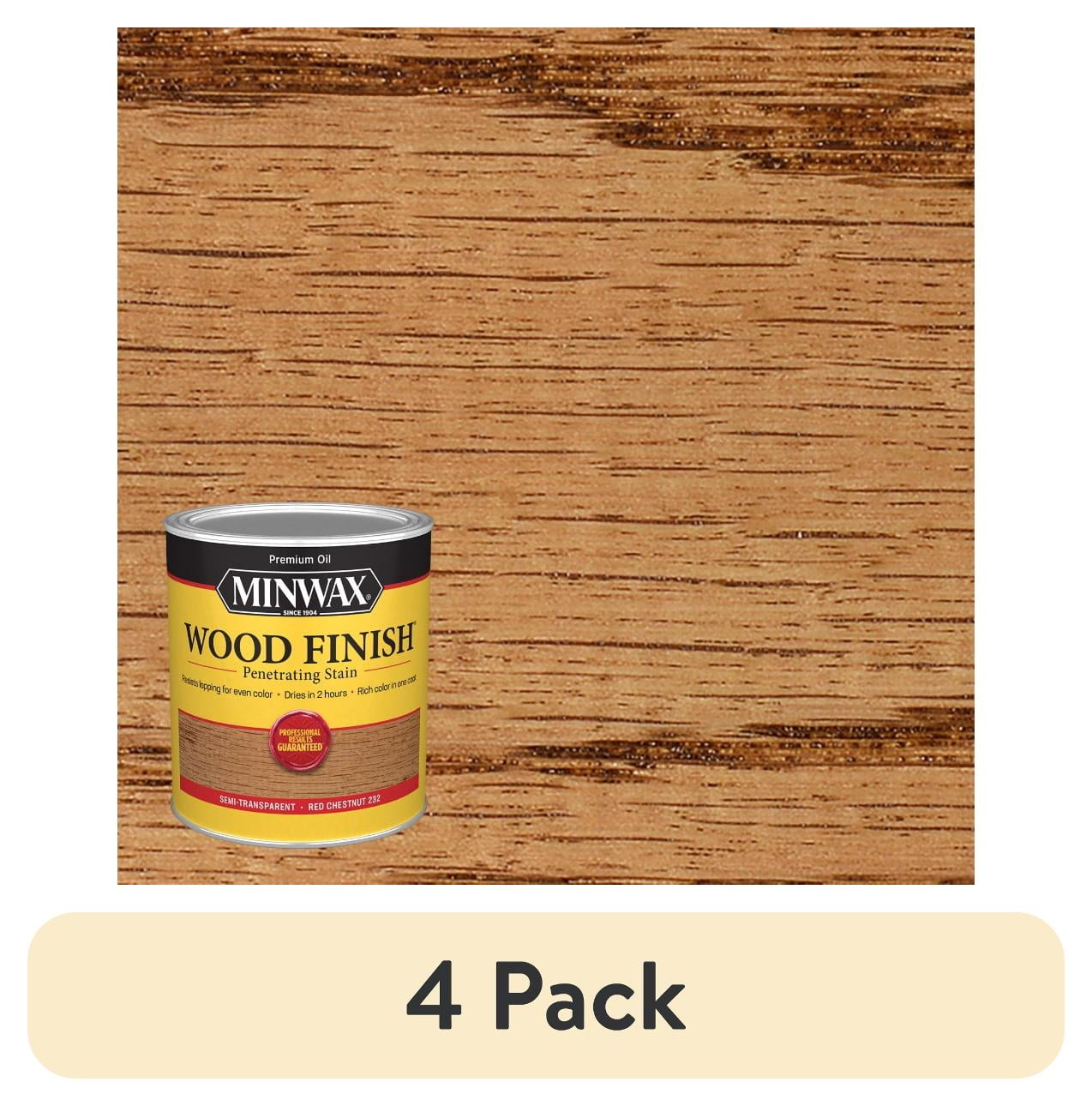 (4 pack) Minwax 700464444 Wood Finish Stain, Red Chestnut, 1 Quart, (1 ...
