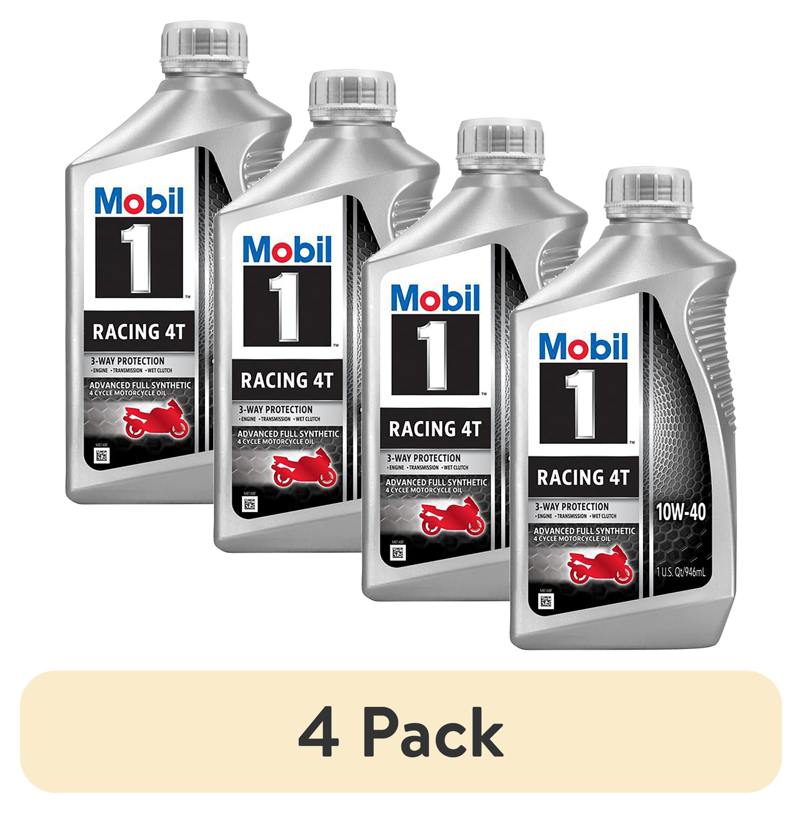 (4 pack) Mobil 1 Racing 4T Full Synthetic Motorcycle Oil 10W-40, 1 ...