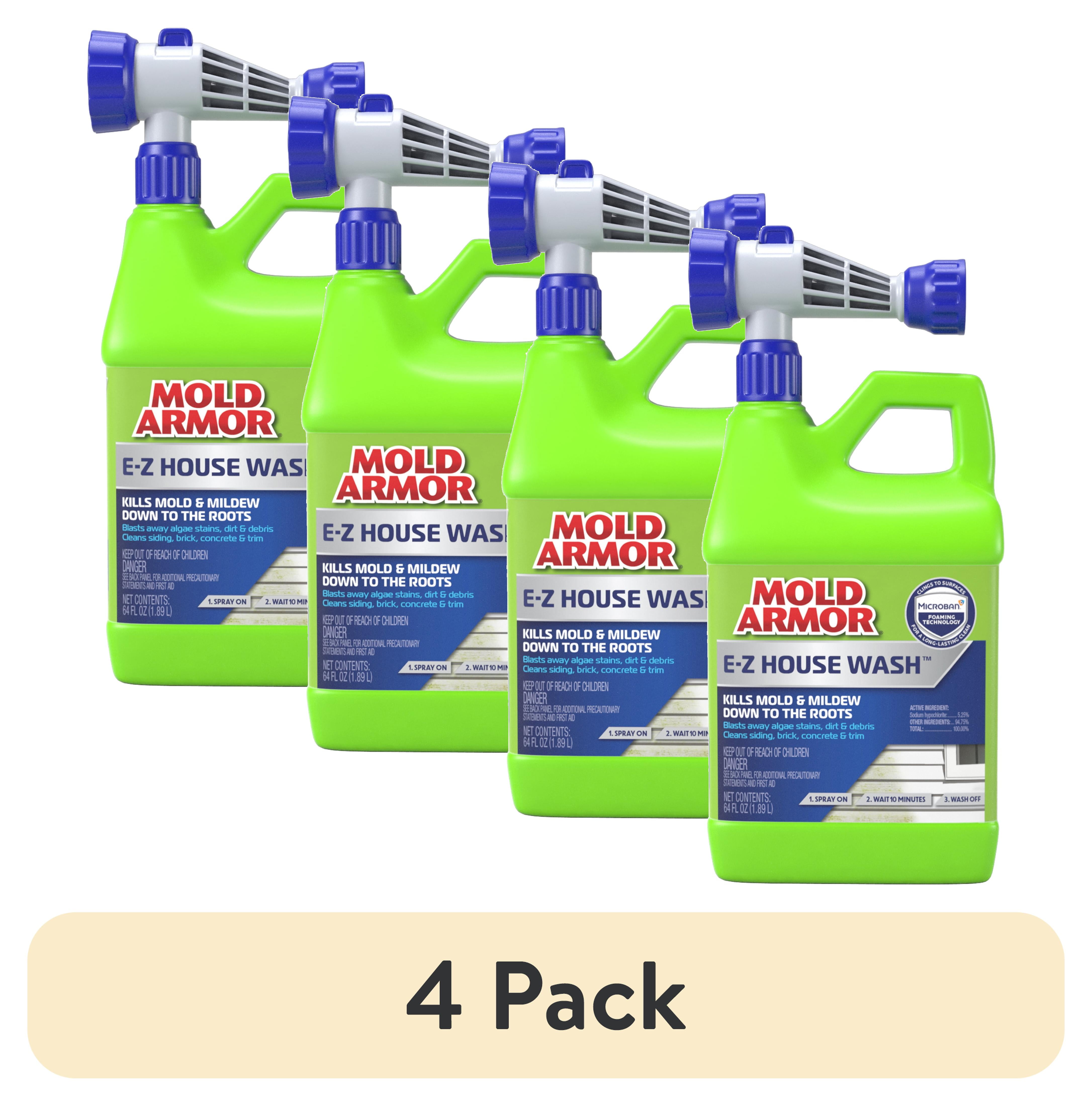 (4 pack) Mold Armor E-Z House Wash, 64 oz., Brick, Concrete, Trim ...