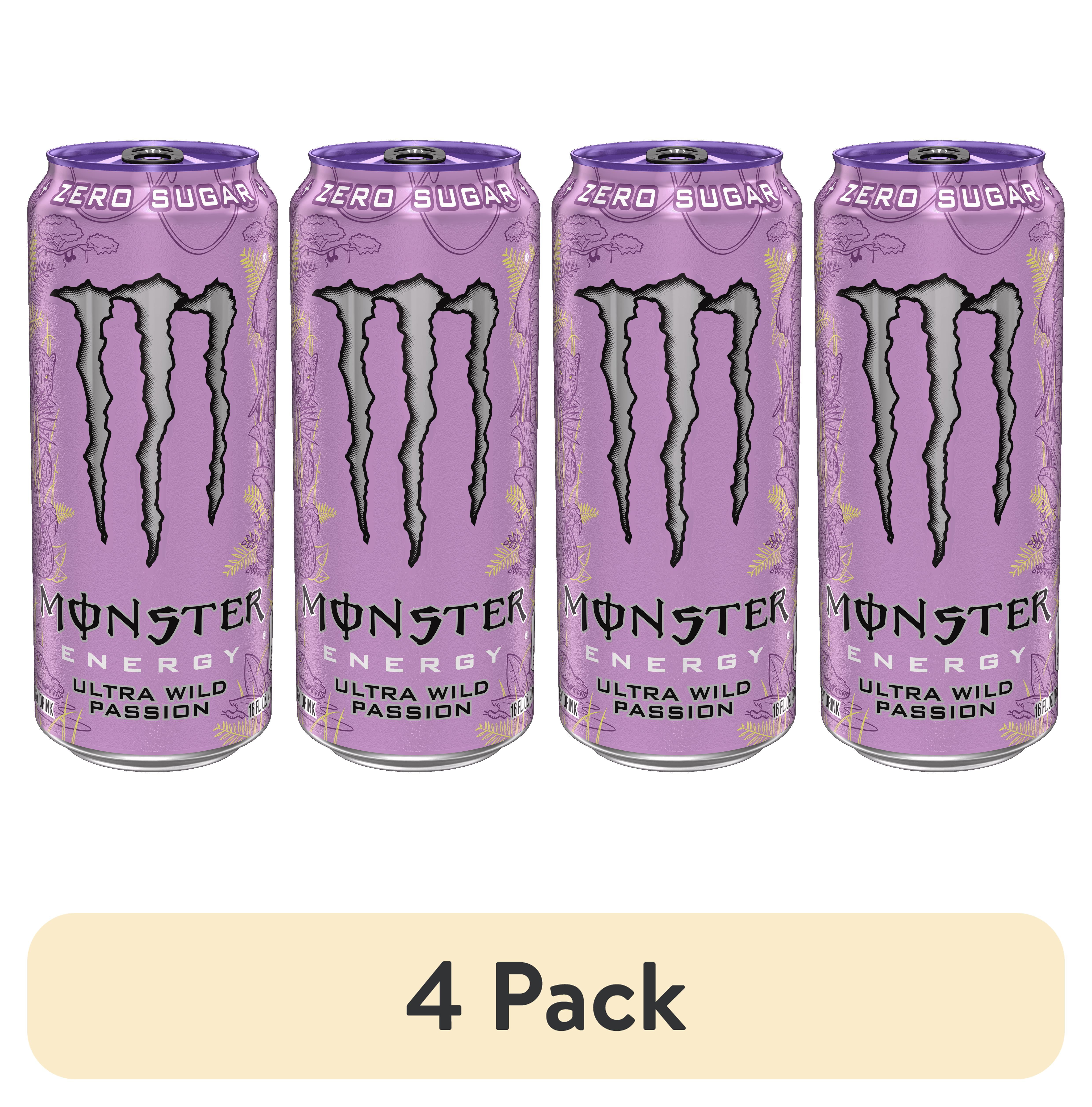 (4 pack) Monster Energy, Ultra Wild Passion, Zero Sugar Energy Drink ...