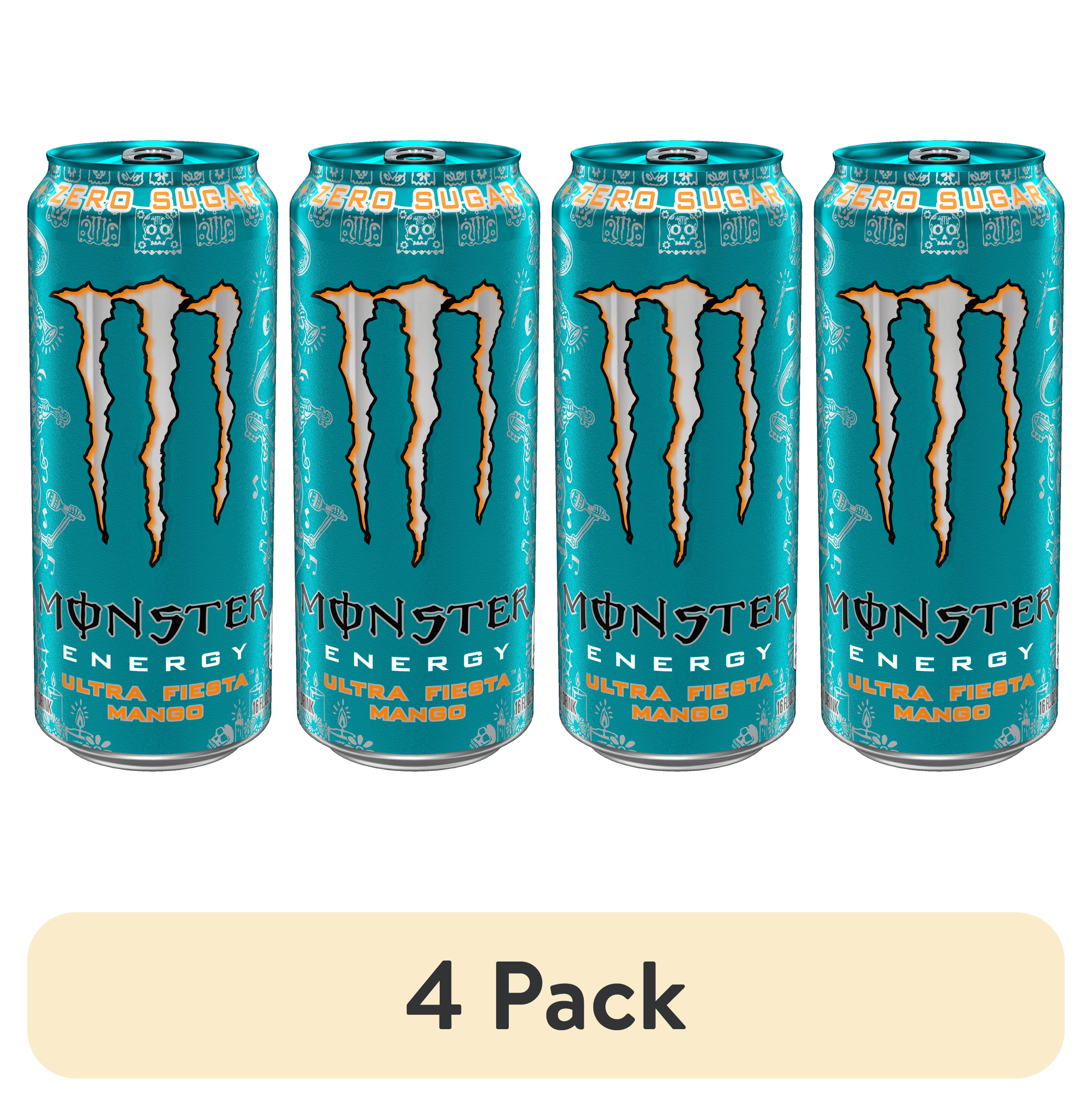 (4 pack) Monster Ultra Fiesta Mango, Sugar Free Energy Drink, 16 fl oz ...