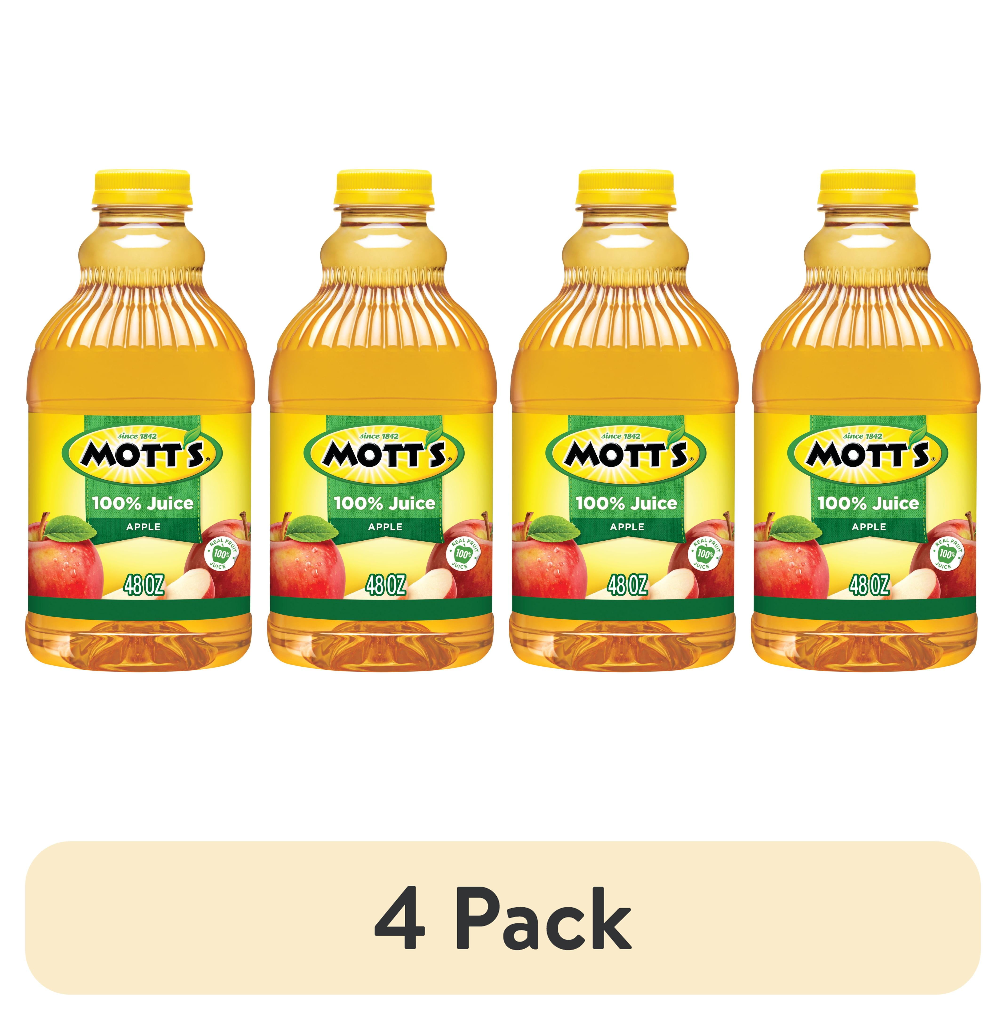 (4 pack) Mott's 100% Juice Original Apple Juice, 48 fl oz, Bottle ...