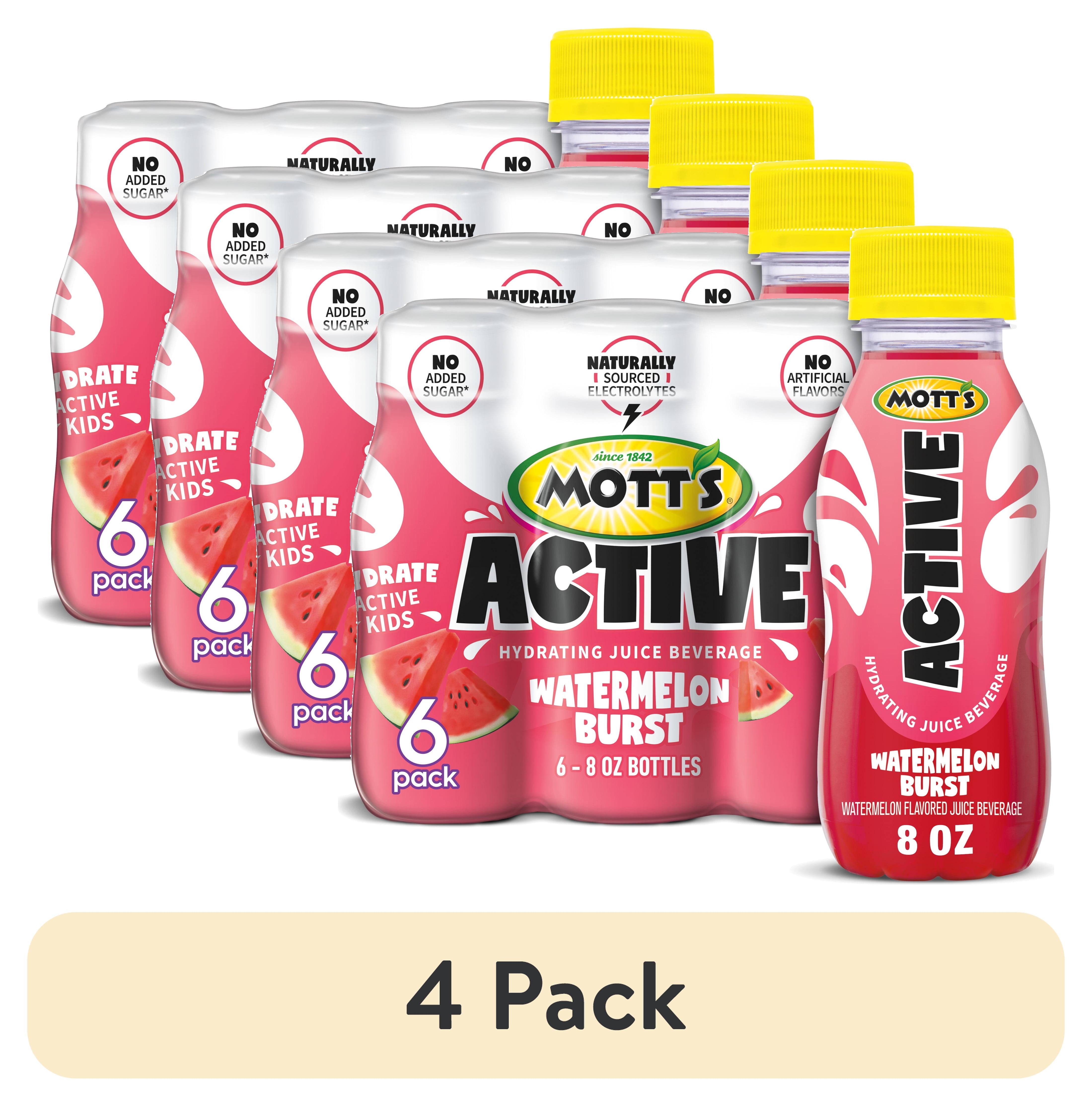 (4 pack) Mott's Active Watermelon Burst Hydrating Juice Beverage, 8 fl ...