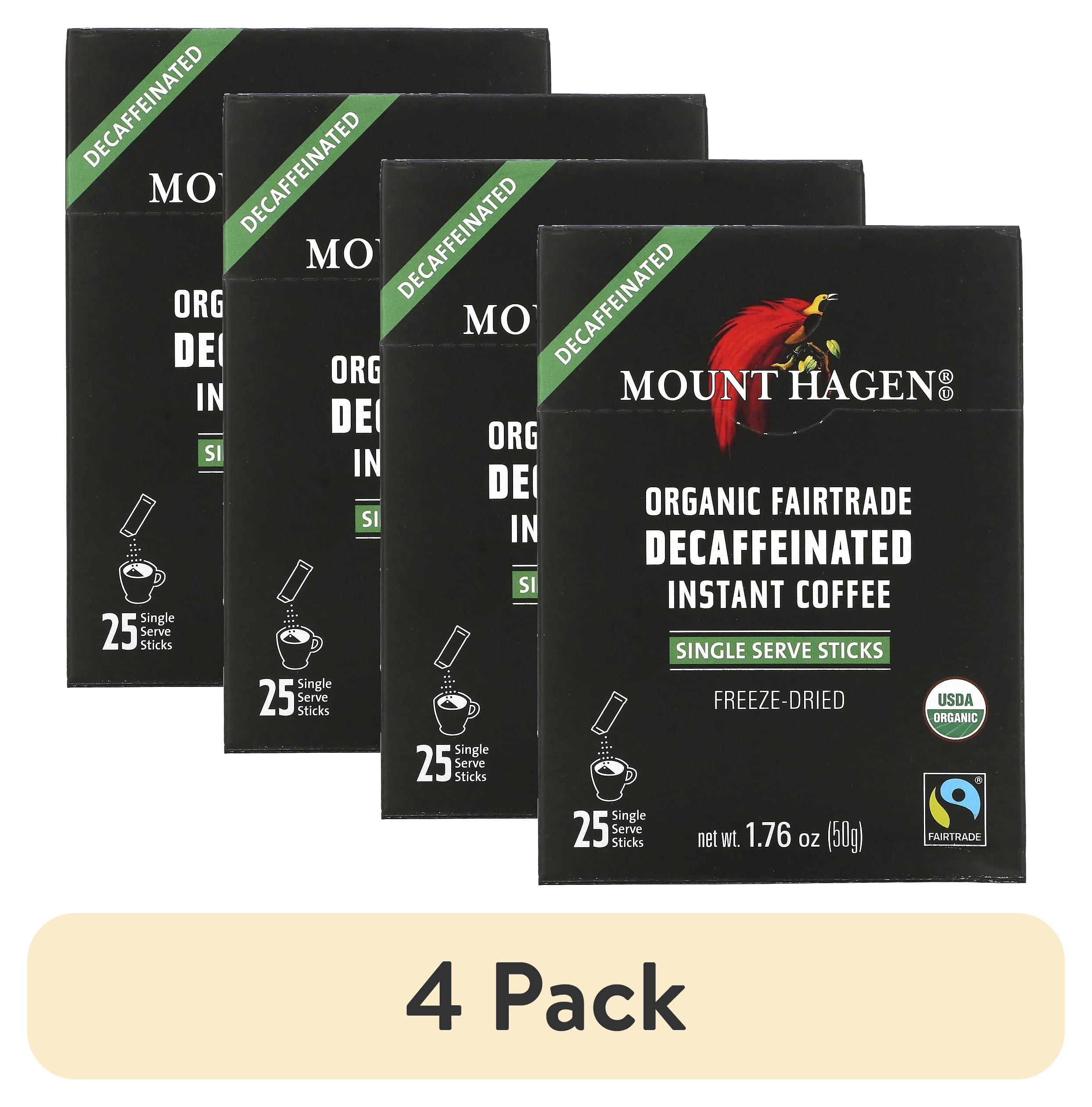 (4 pack) Mount Hagen Organic Fairtrade Instant Coffee, Decaffeinated ...
