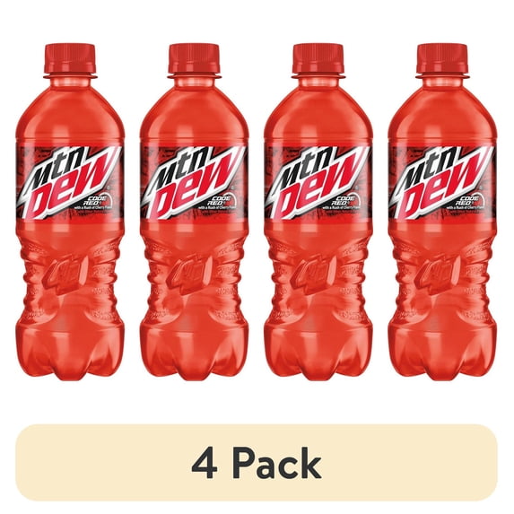(4 pack) Mountain Dew Code Red Cherry Flavor Soda - 20 oz (Packaging ...