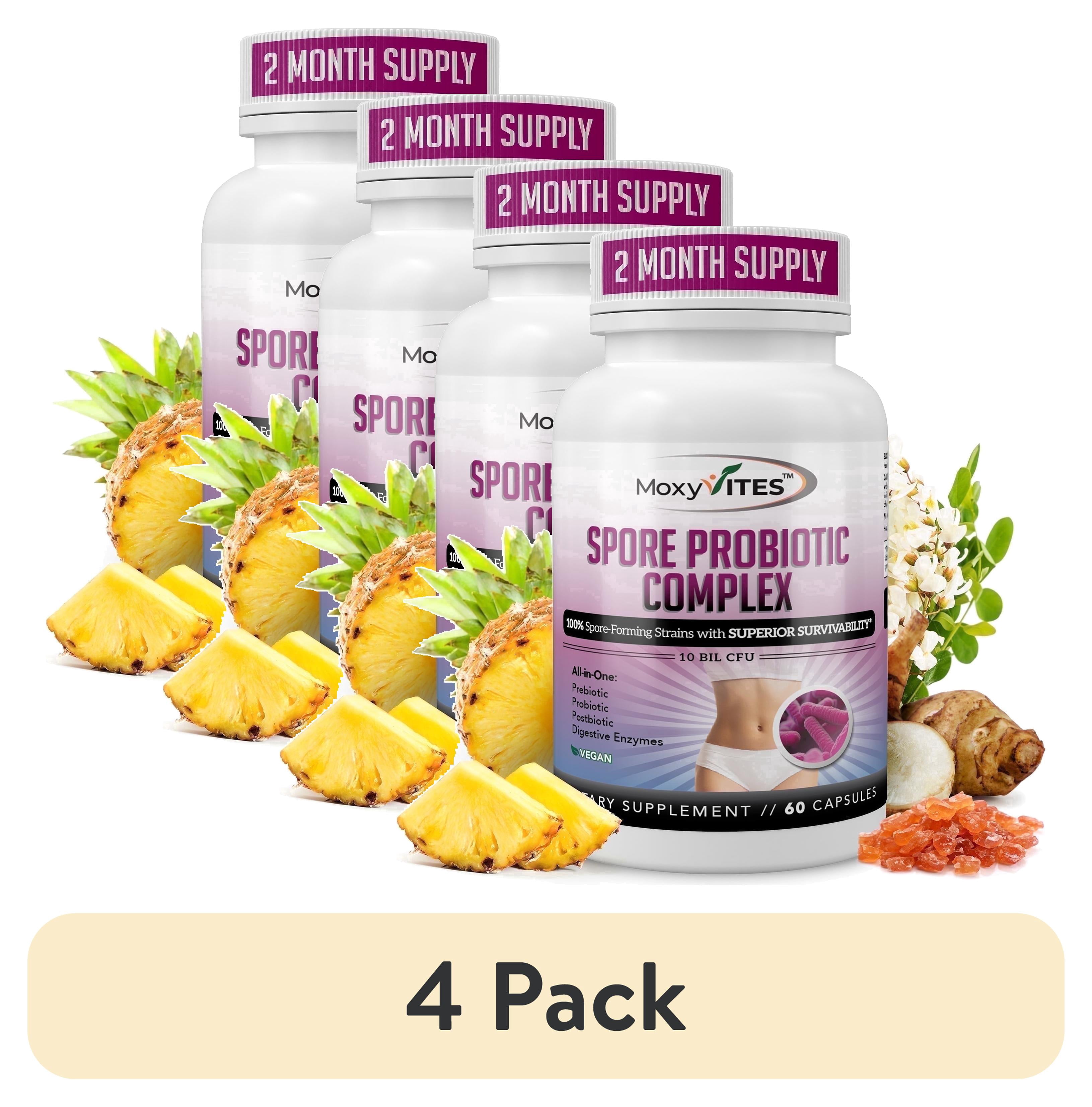 (4 pack) MoxyVites Spore Probiotic Complex with Prebiotics + Enzyme ...