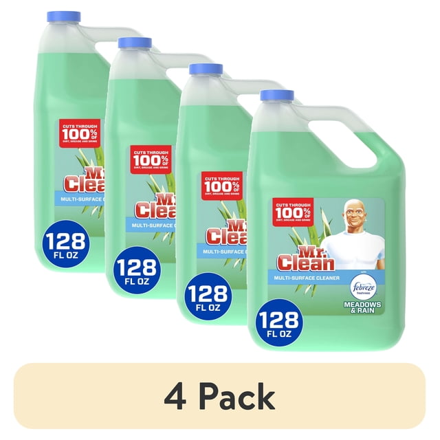 (4 pack) Mr. Clean Liquid All Purpose Cleaner, Meadows and Rain, 128 fl ...