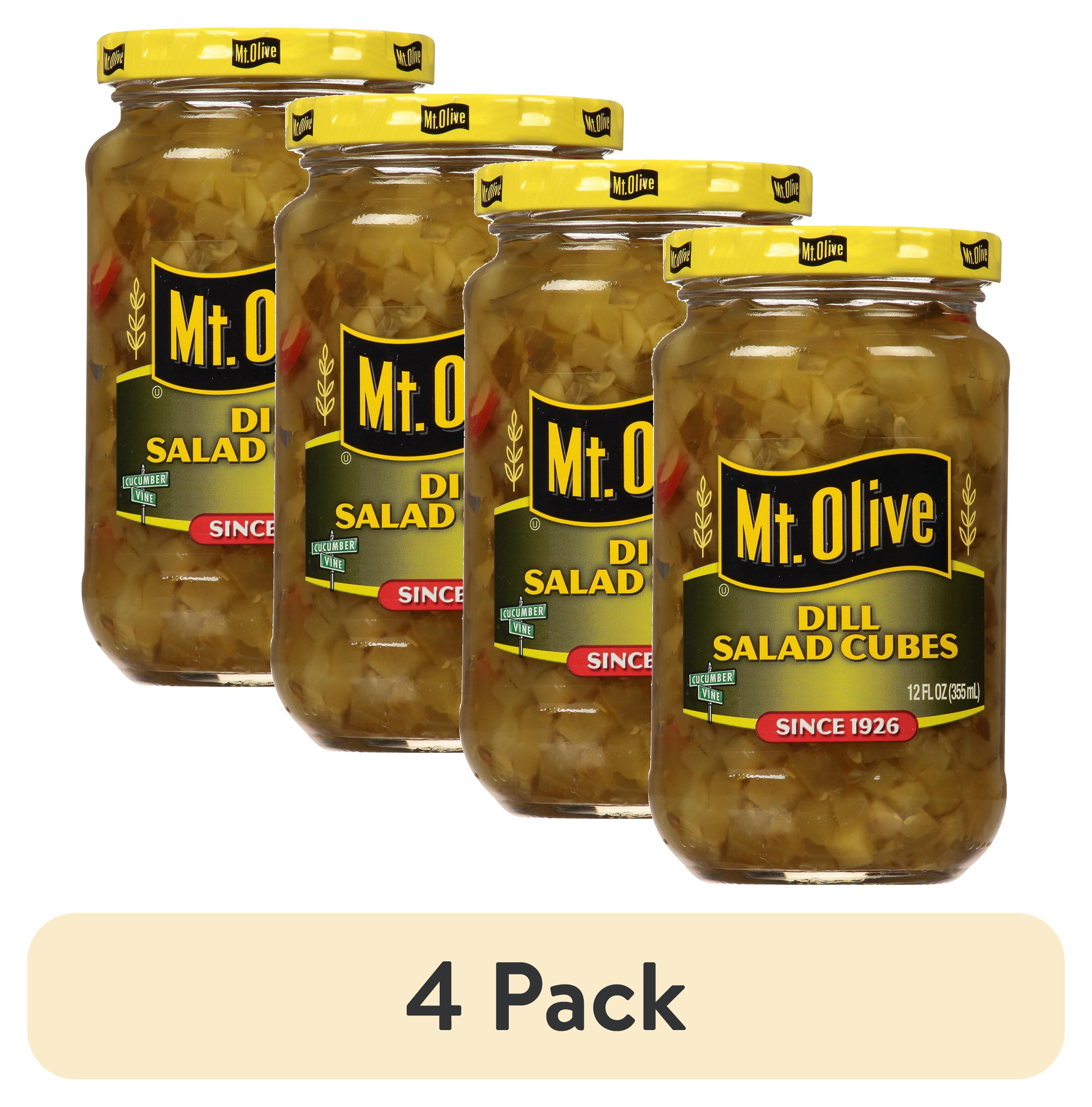 (4 pack) Mt. Olive Salad Cubes Dill Pickles, 12 fl oz Jar - Walmart.com