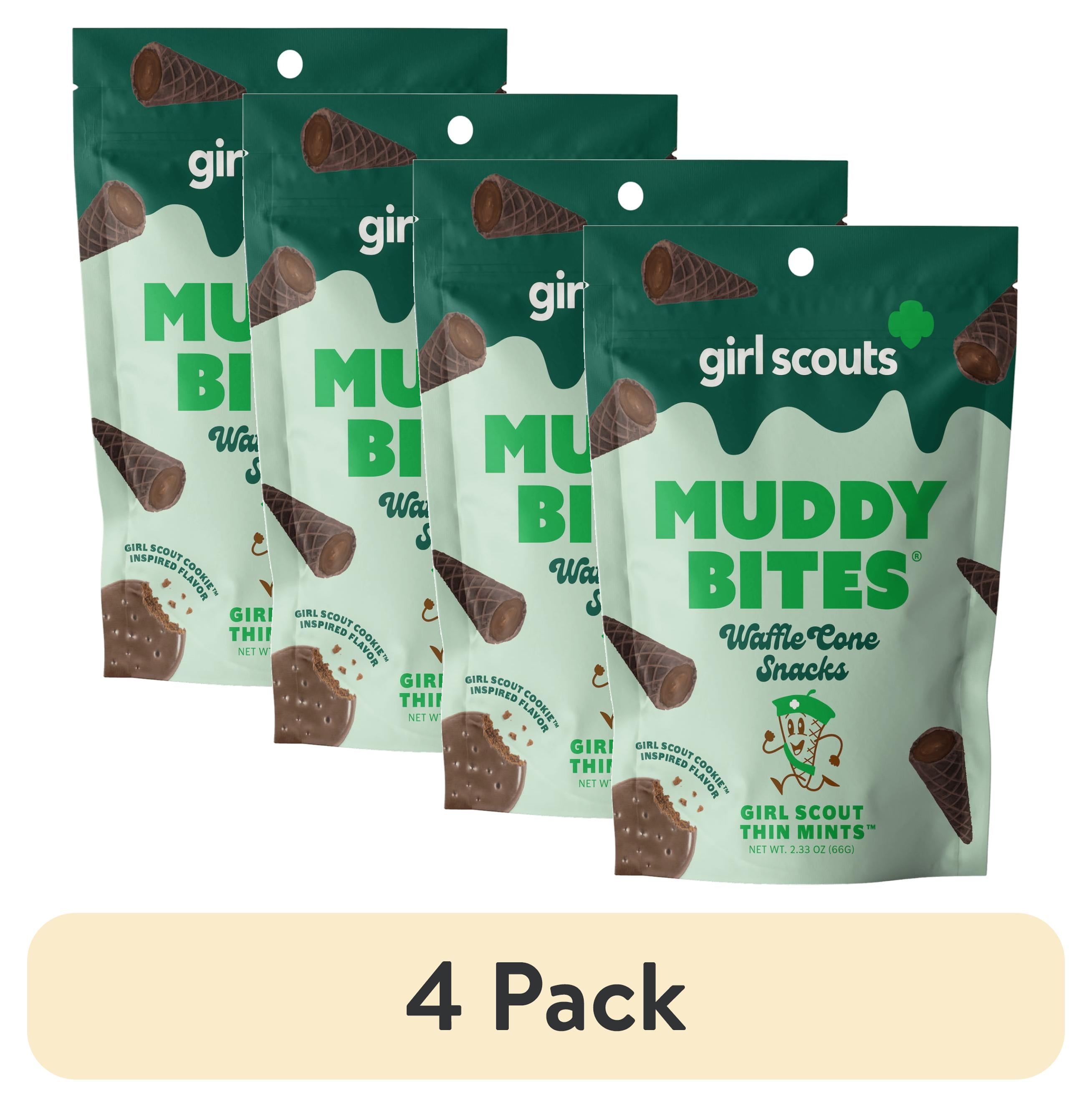 (4 pack) Muddy Bites Girl Scout Thin Mints Filled Waffle Cone Bites ...