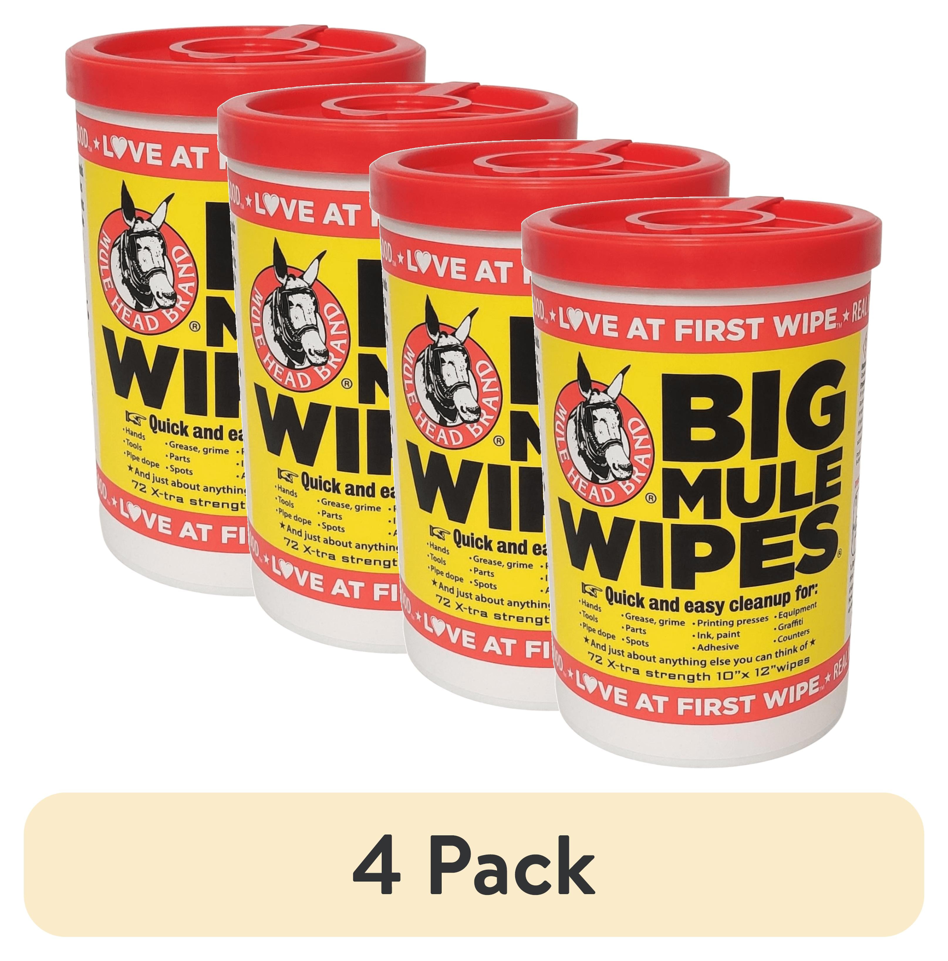 (4 pack) Mule Head Brand Big Mule Wipes 10"x12" Heavy Duty Cleaning ...