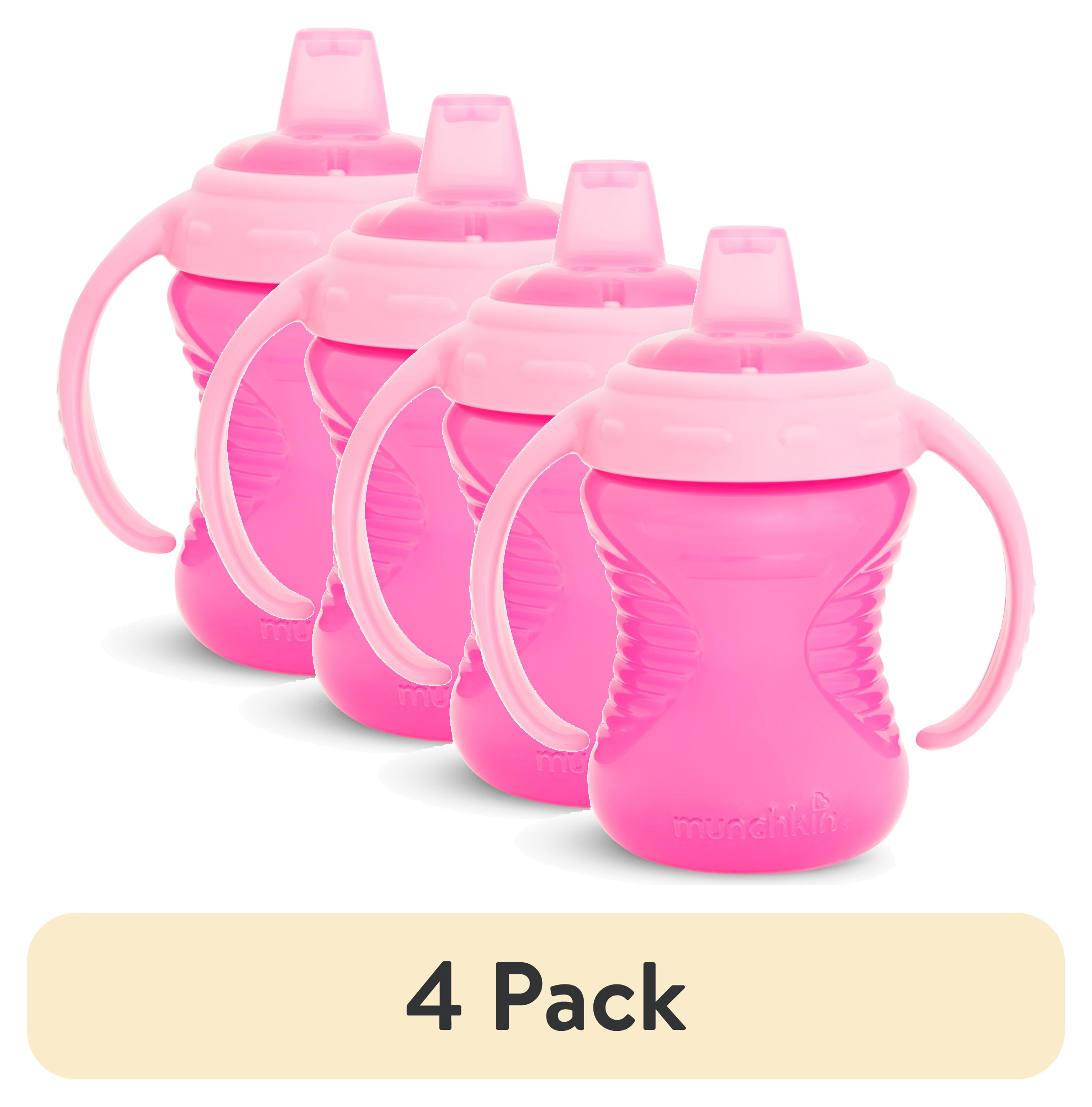 (4 pack) Munchkin® Mighty Grip® Trainer Sippy Cup, 8 oz, Pink, Unisex ...