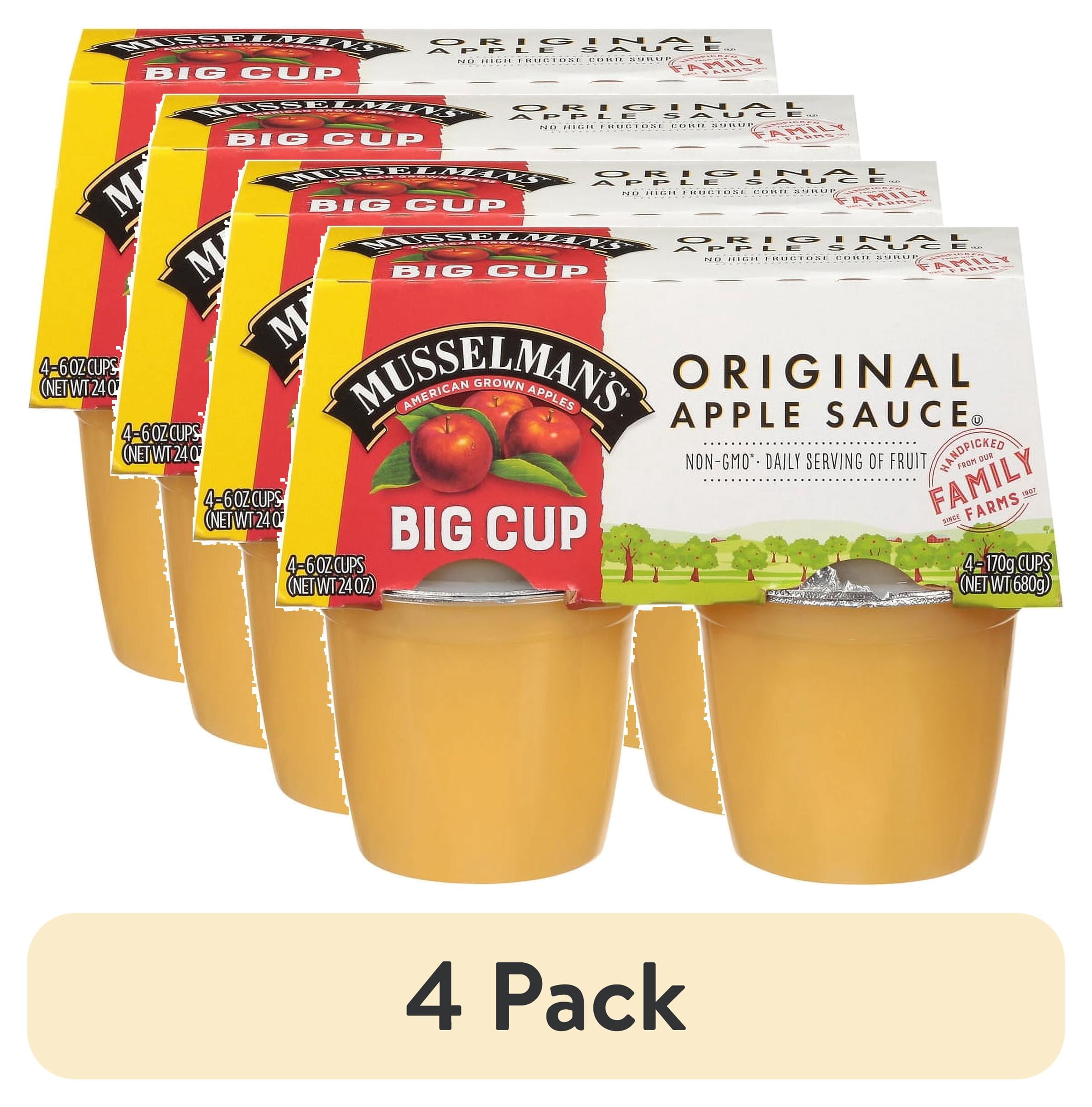 (4 pack) Musselman's Big Cup Original Applesauce 6oz 4 Count - Walmart.com