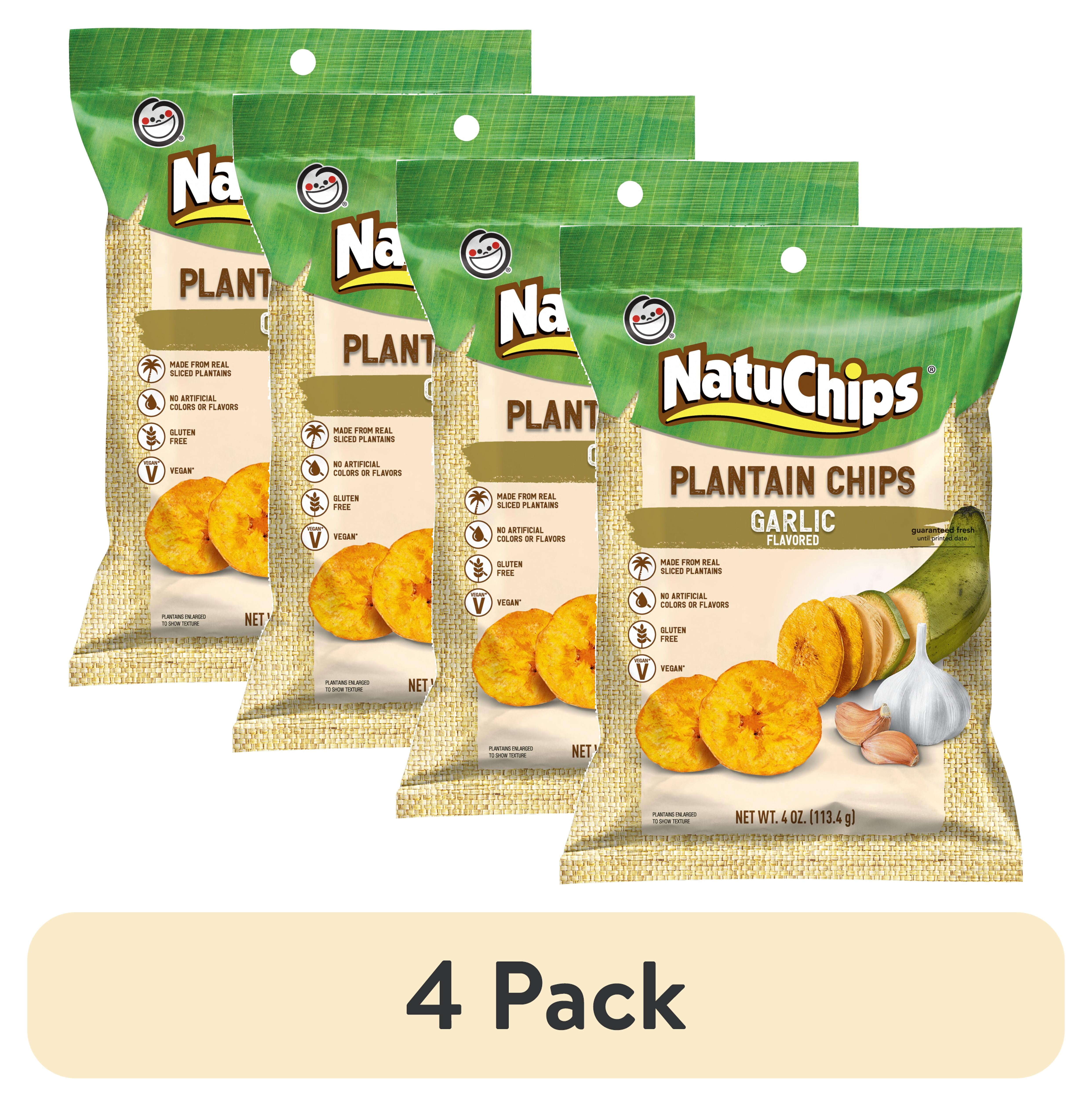 (4 pack) NatuChips Plantain Chips Garlic Flavored, 4 Oz - Walmart.com