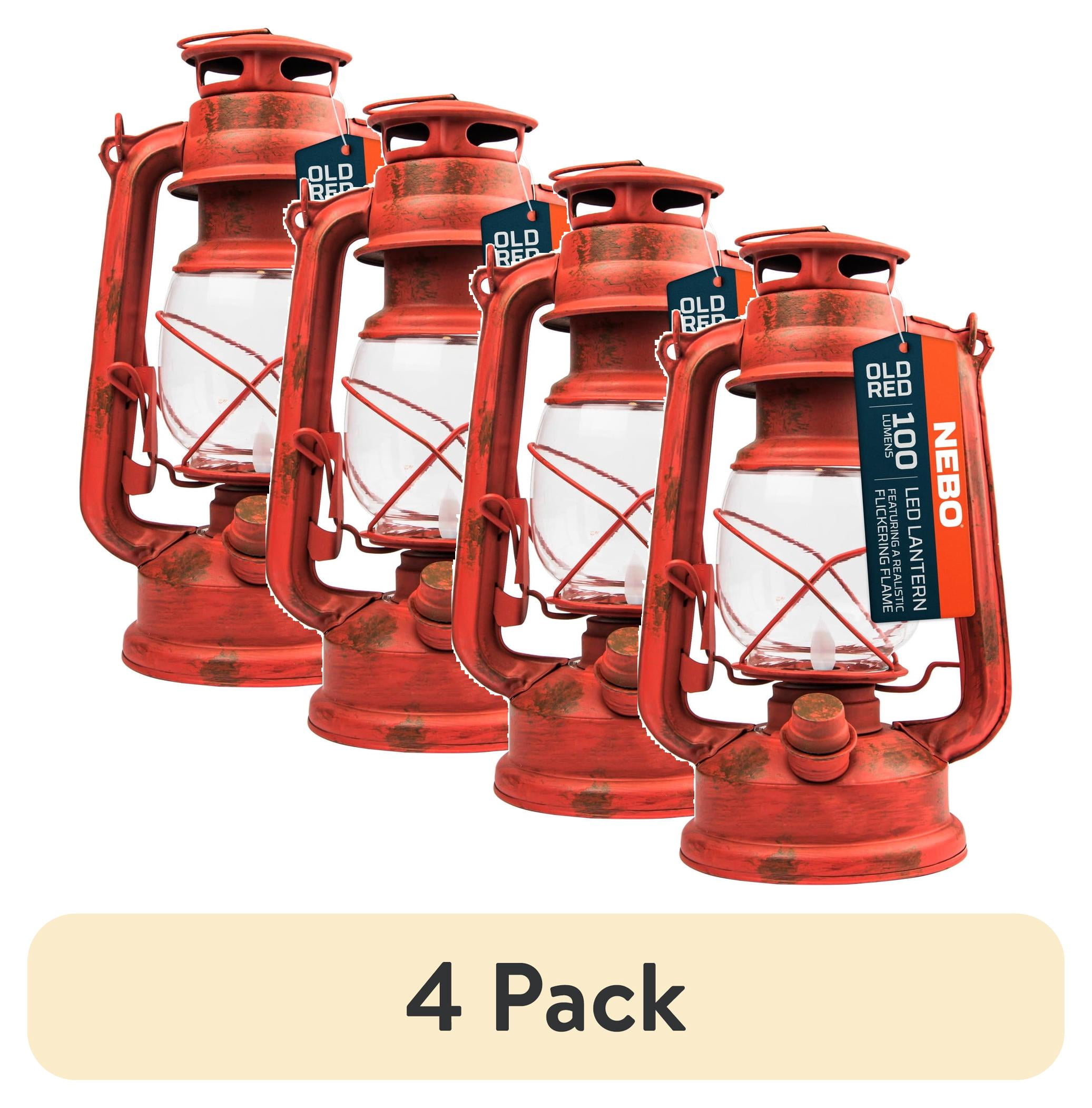 (4 pack) NEBO Retro 100 Lumen LED Red Metal Lantern, Battery Operated ...
