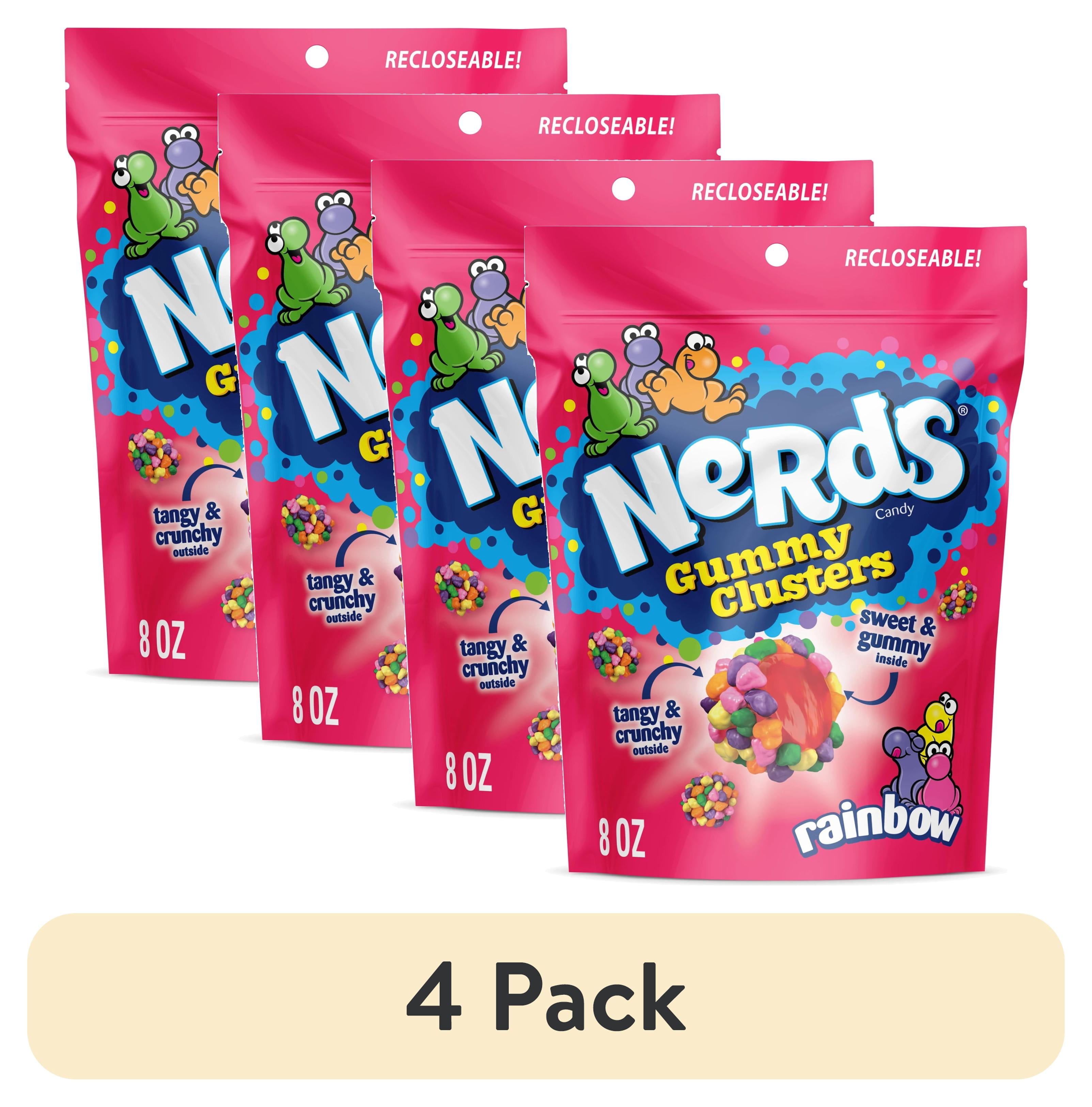 (4 pack) NERDS Gummy Clusters, Candy, Rainbow, Crunchy and Gummy, 8 oz ...