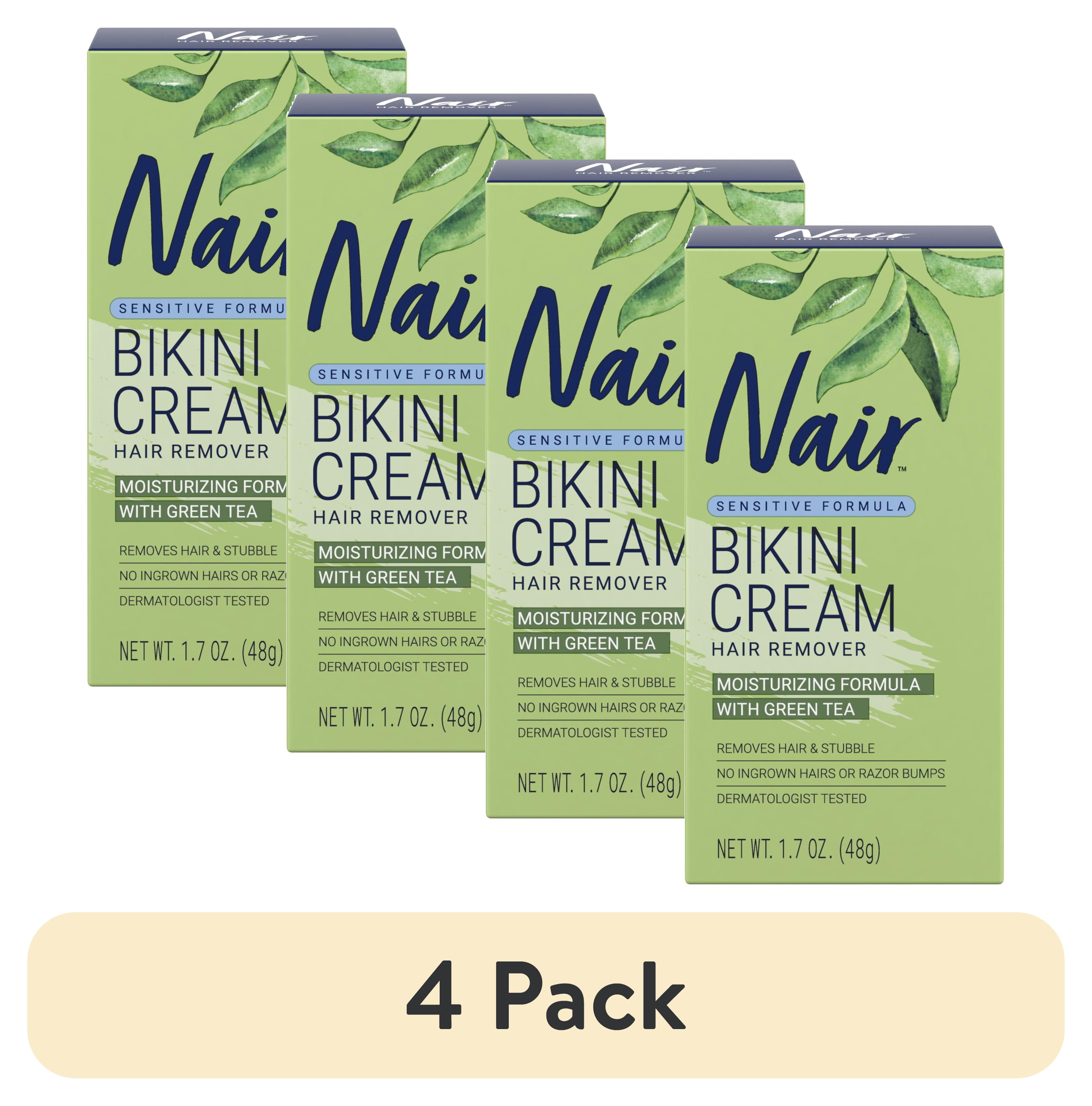 (4 pack) Nair Sensitive Bikini Cream Hair Remover, Moisturizing Formula ...