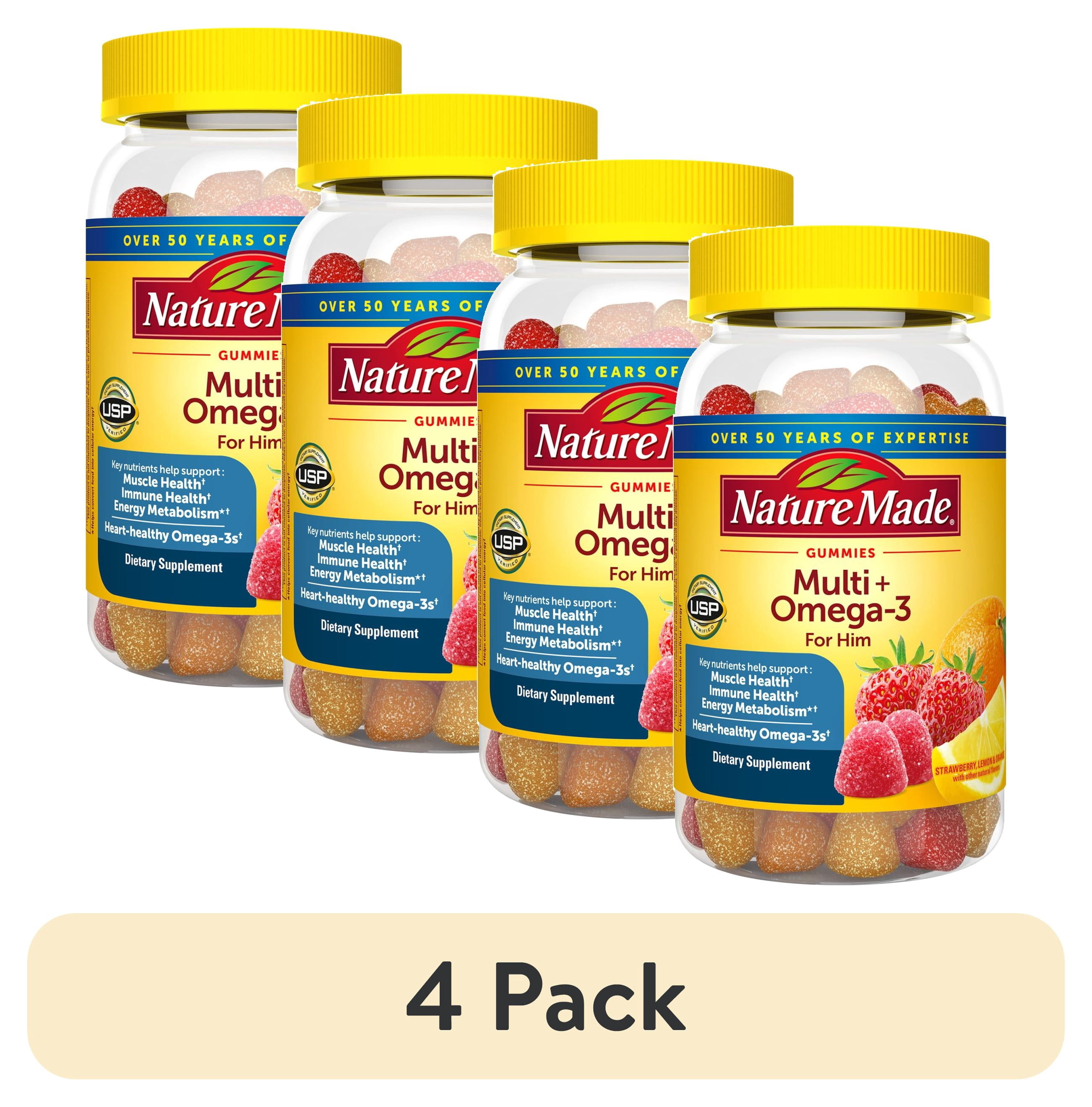 (4 pack) Nature Made Mens Multivitamin + Omega-3 Gummies for Daily ...