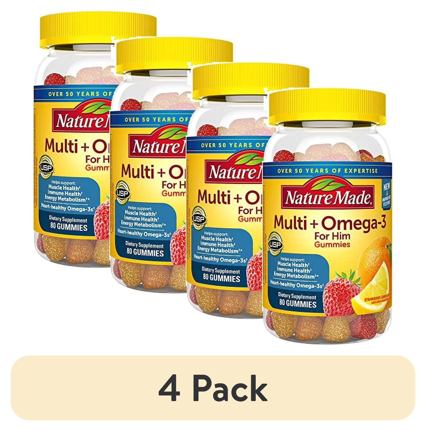 (4 pack) Nature Made Multivitamin for Him with Omega-3, Mens Multivitamins for Daily Nutritional ...