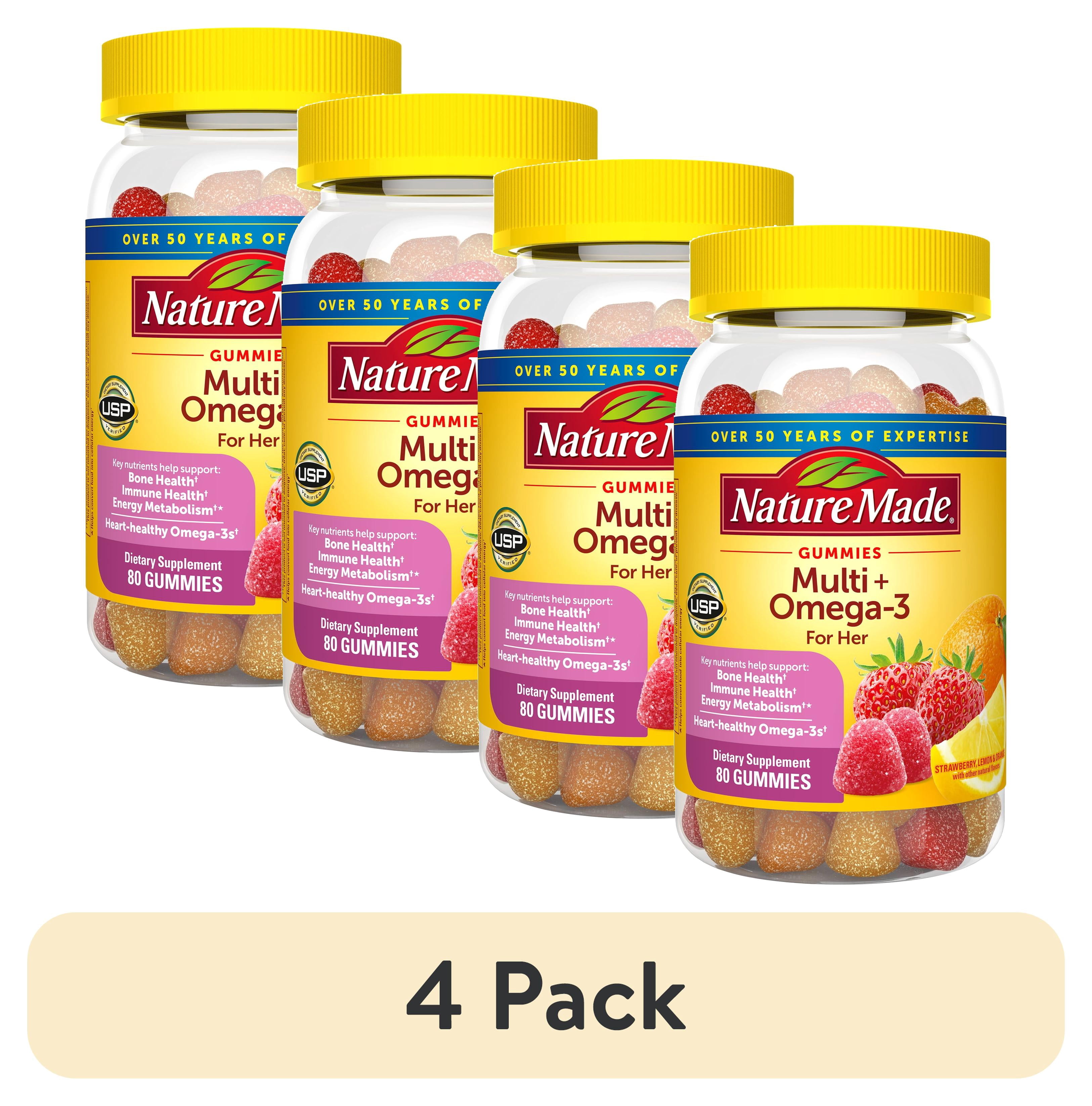 (4 pack) Nature Made Womens Multivitamin + Omega-3 Gummies for Daily ...