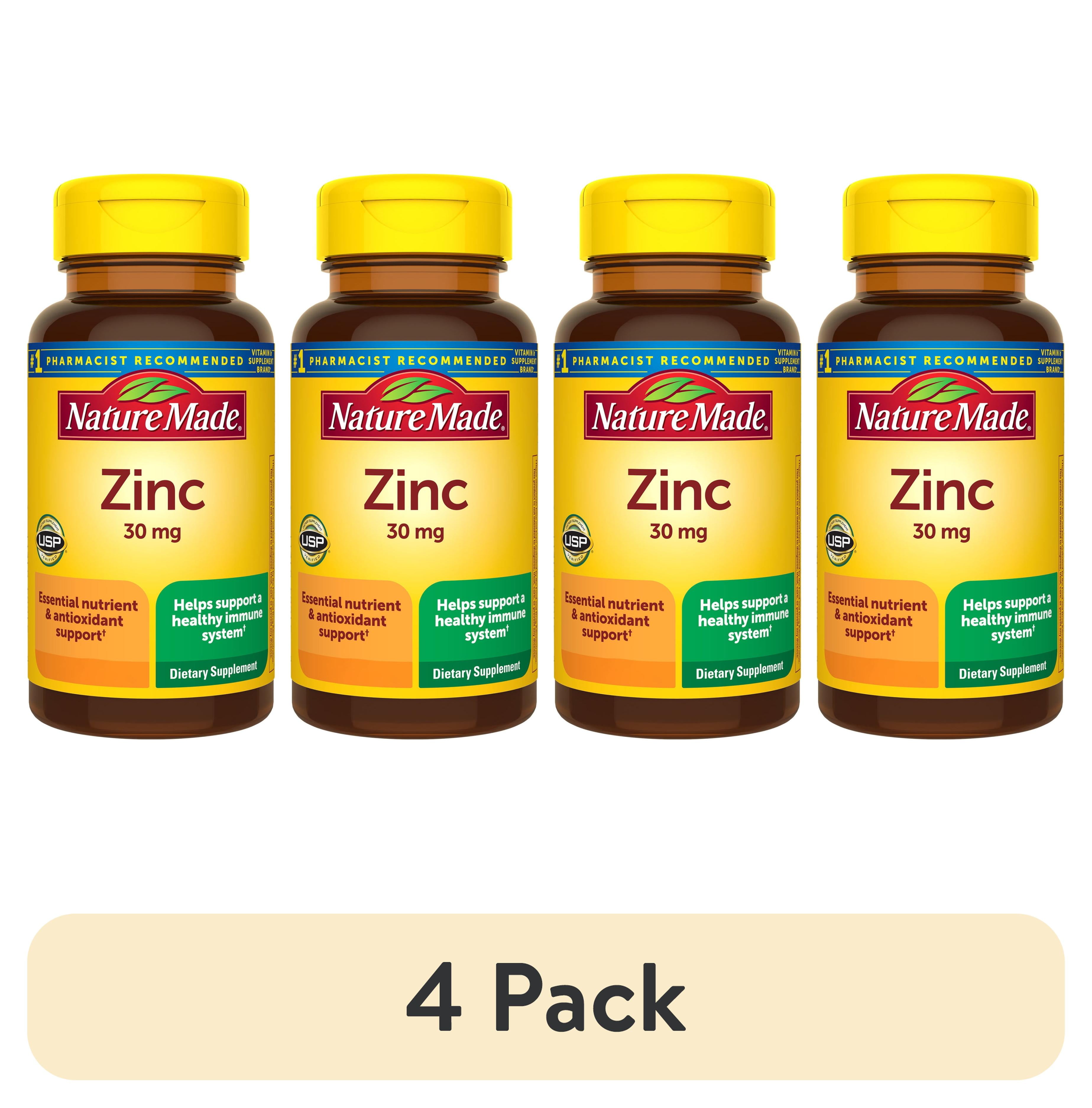 (4 pack) Nature Made Zinc 30 mg Tablets, Dietary Supplement for Immune ...
