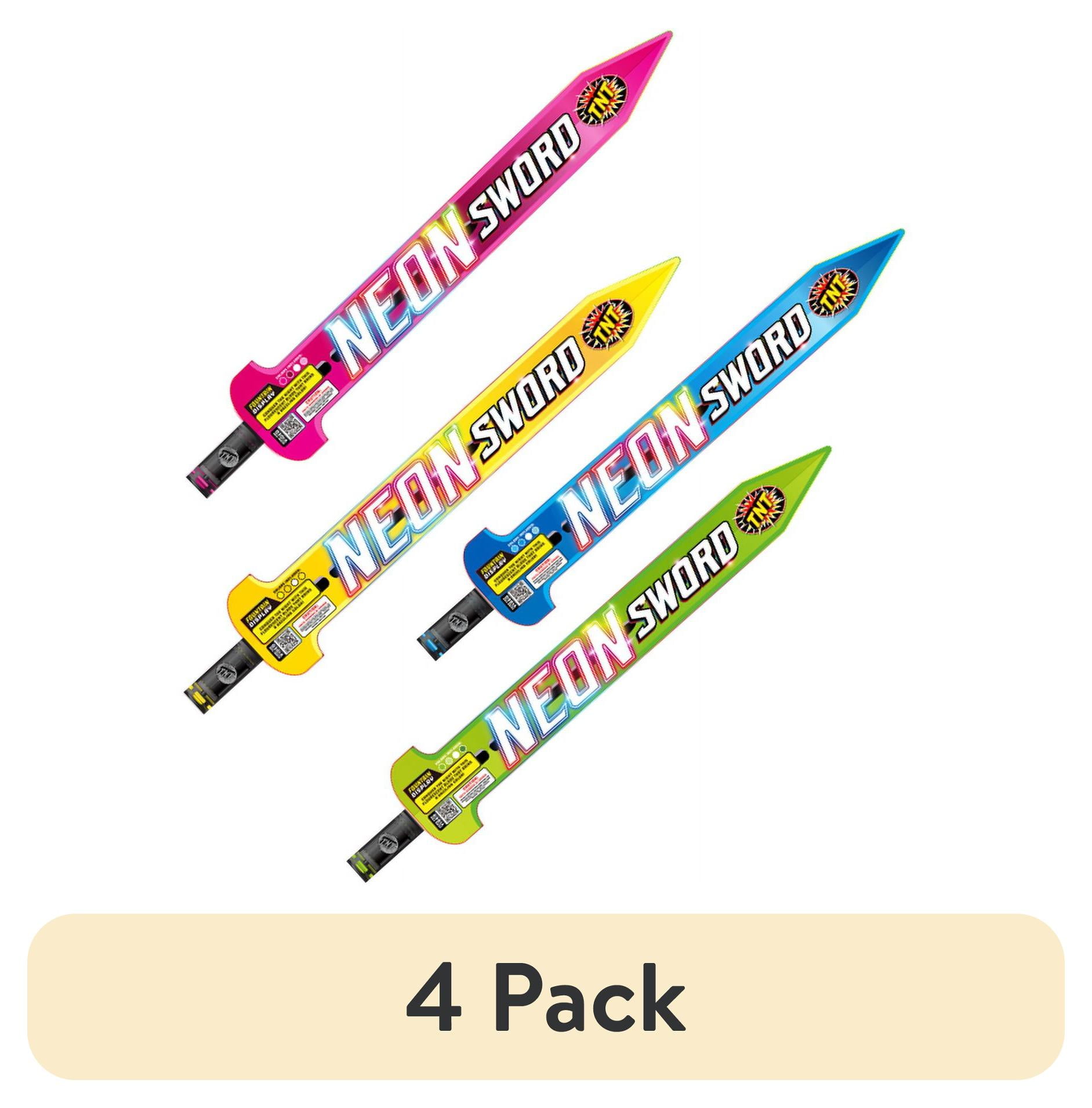 (4 pack) Neon Sword, TNT Fireworks, Hand Held Colored Sparkler, Party ...