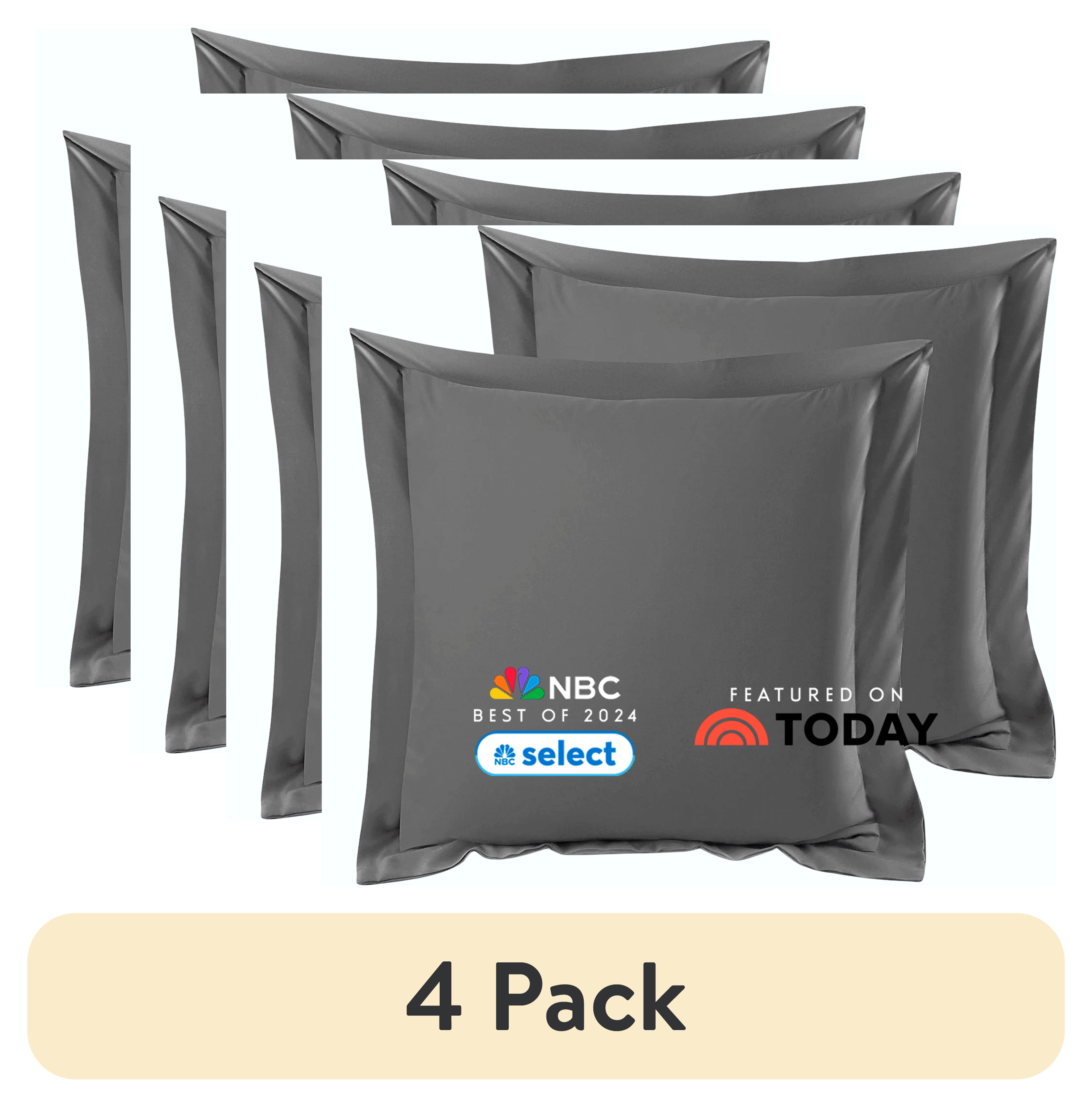 (4 pack) Nestl Gray Pillow Shams Set of 2, Premium 1800 Series Double ...