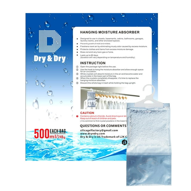 [4 pack][Net 9 Oz/Pack] "Dry & Dry" Premium Hanging Moisture Absorber ...