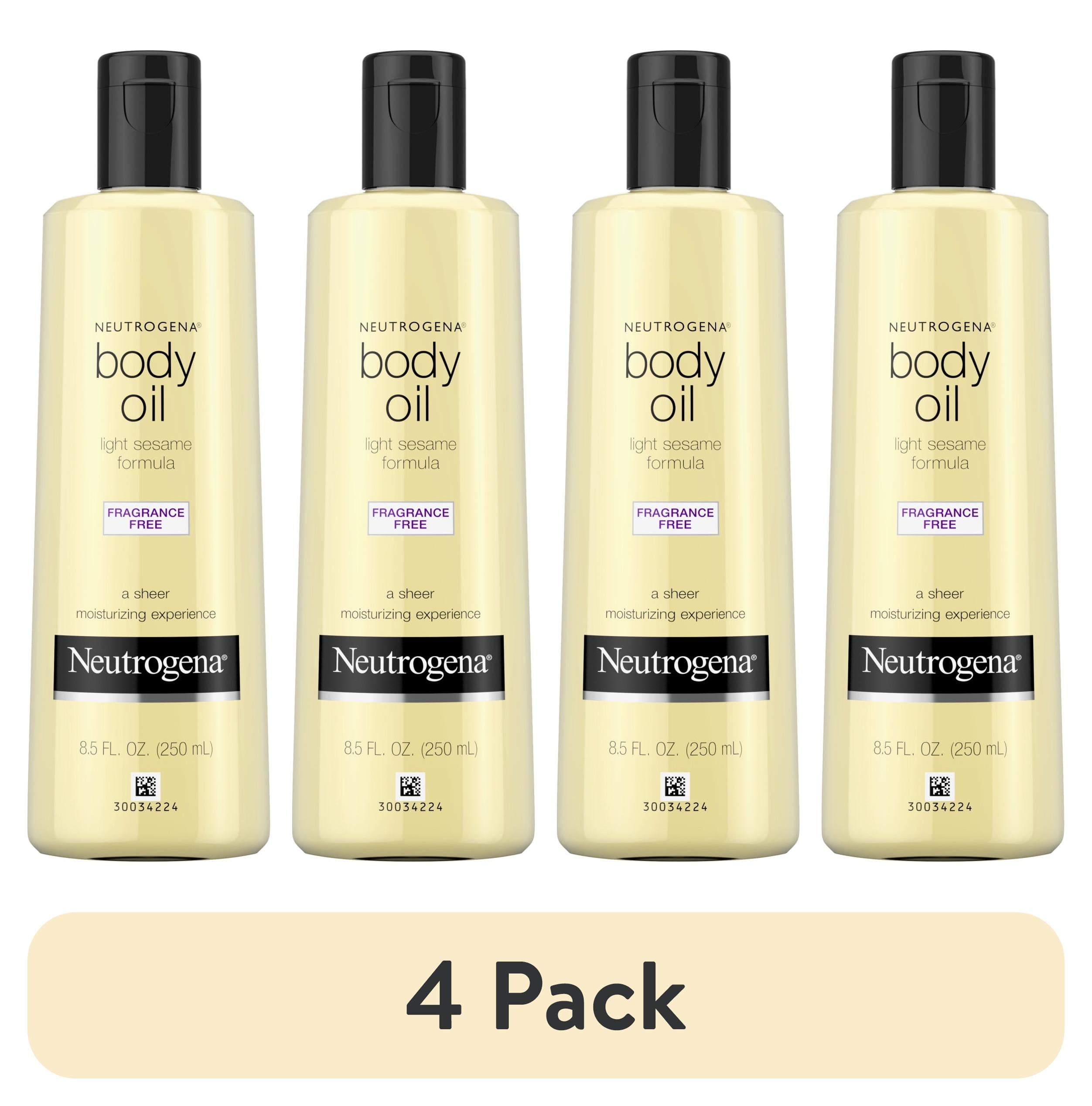 (4 pack) Neutrogena Body Oil For Dry Skin, Light Sesame Formula ...