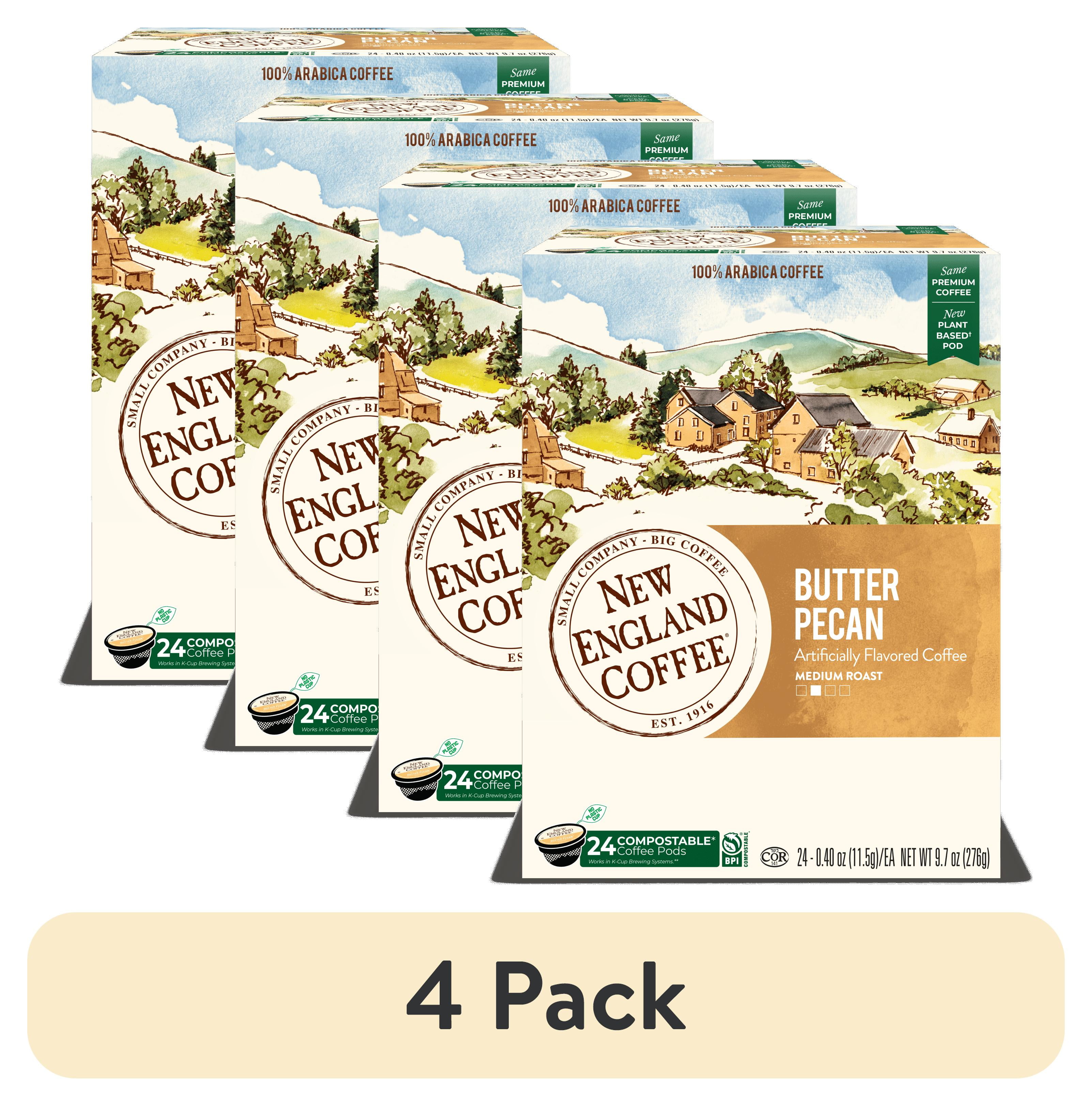 (4 pack) New England Coffee Butter Pecan Blend Medium Roast, Single ...