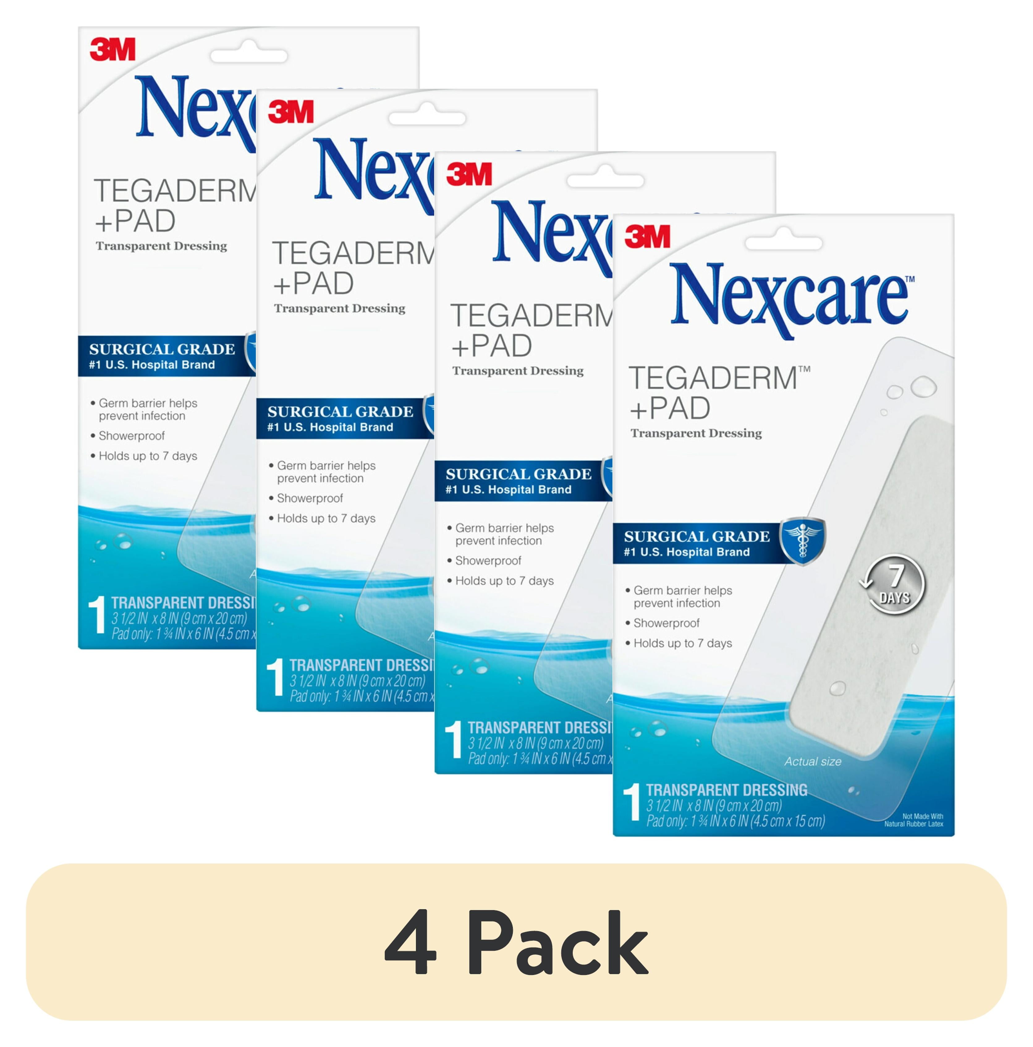 (4 pack) Nexcare Tegaderm + Pad Transparent Dressing, 3 1/2 in x 8 in ...