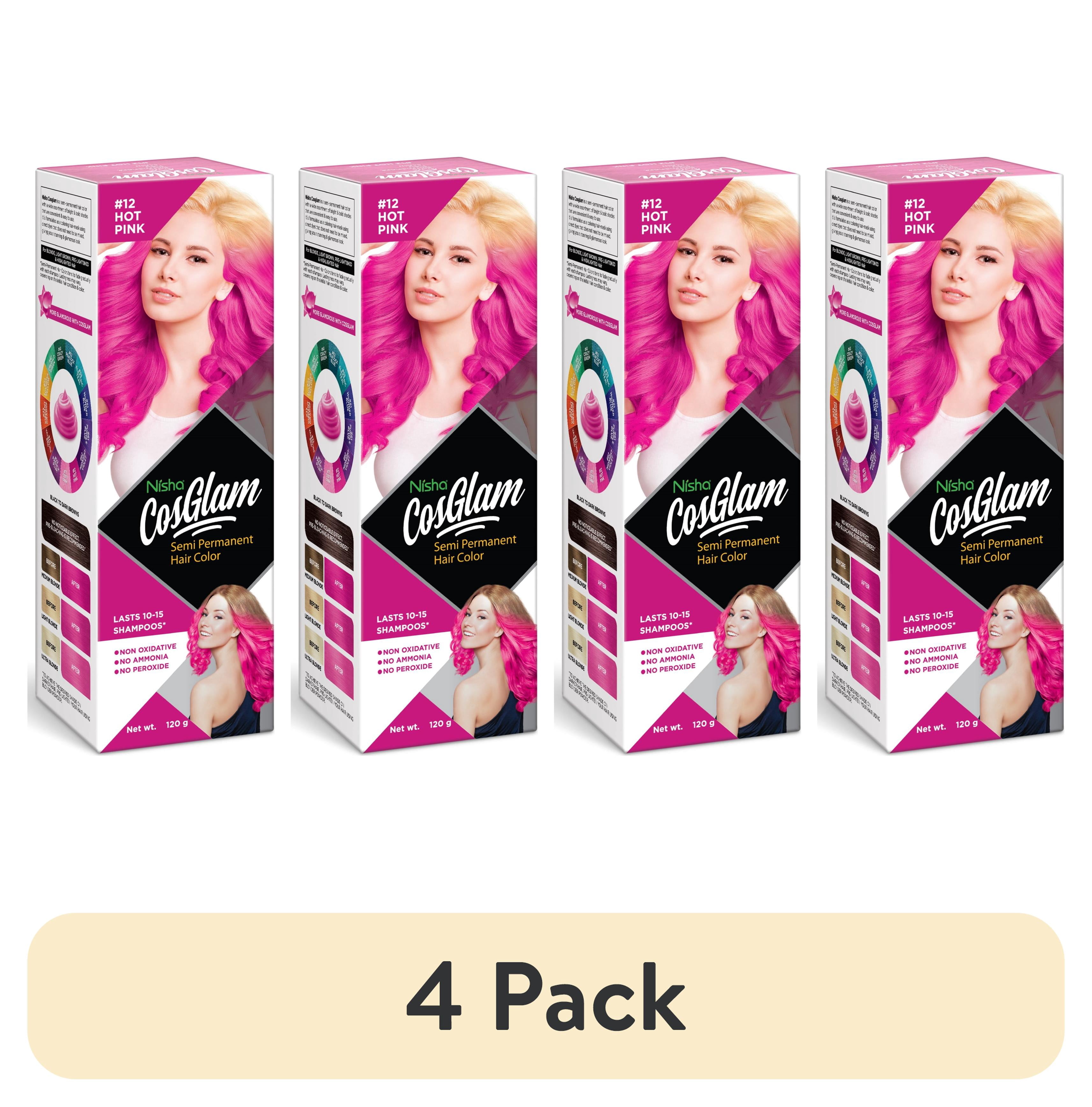 (4 pack) Nisha Cosglam Semi Permanent Hair Color Dye, No Ammonia, Full ...