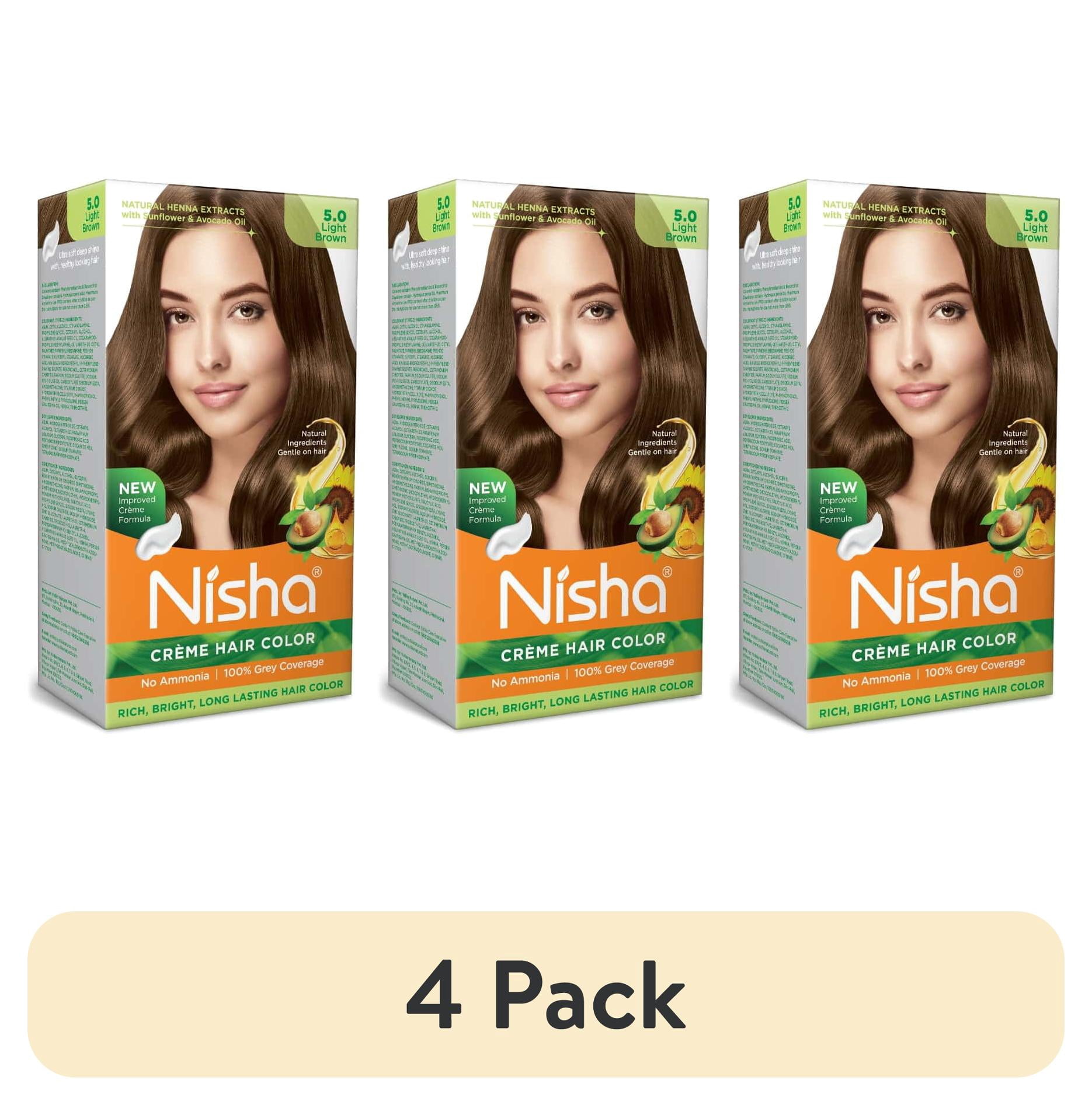 (4 pack) Nisha Crème Hair Color Pack 2, Permanent Brown Hair Dye Color ...