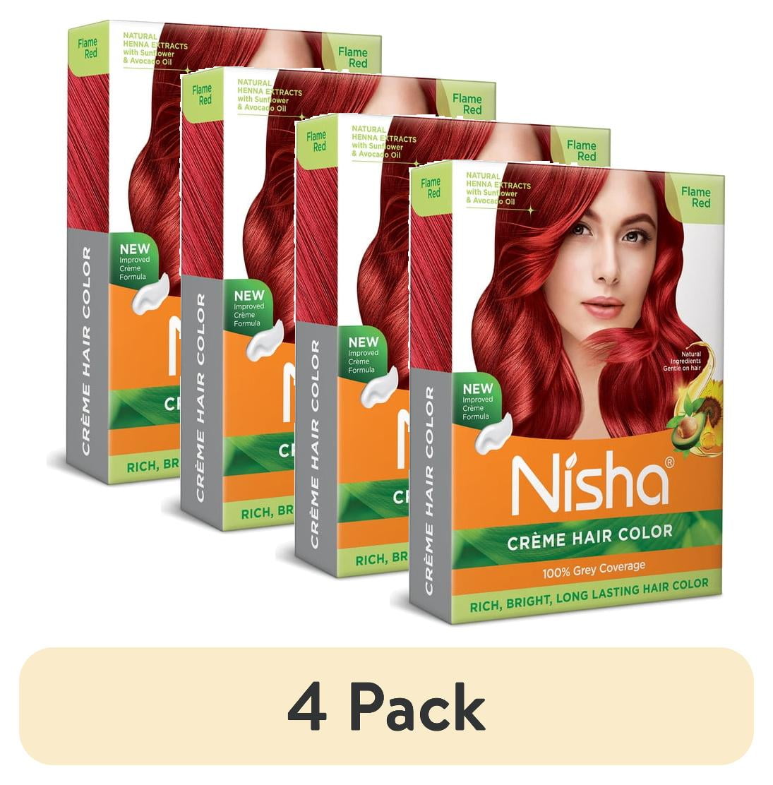 (4 pack) Nisha Creme Hair Color | Permanent Long Lasting Red Hair Dye ...