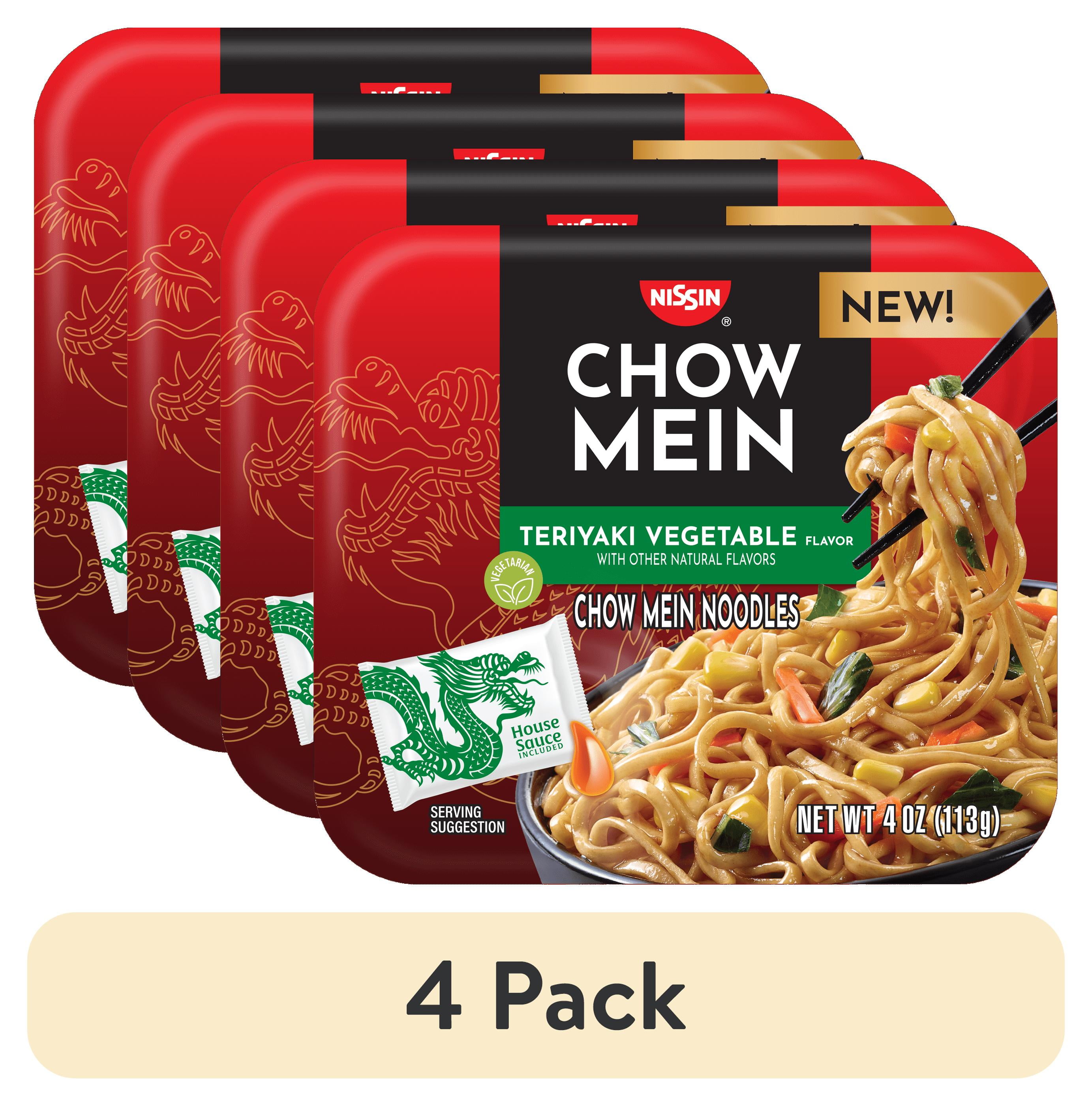 (4 pack) Nissin Foods Chow Mein Instant Noodles, Teriyaki Vegetable ...