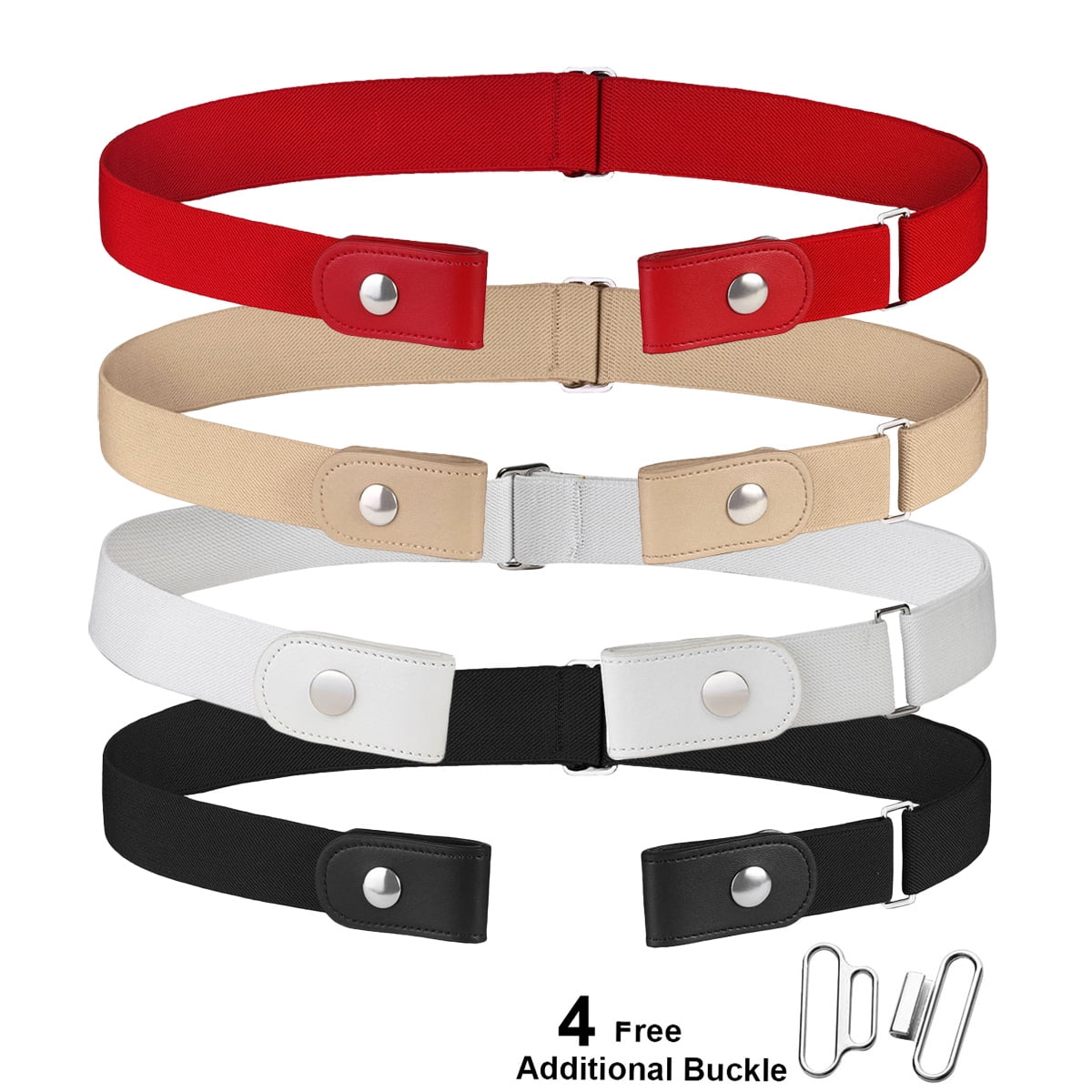 4-pack No Buckle Stretch Belt for Women Men Boy Girl Elastic Waist ...